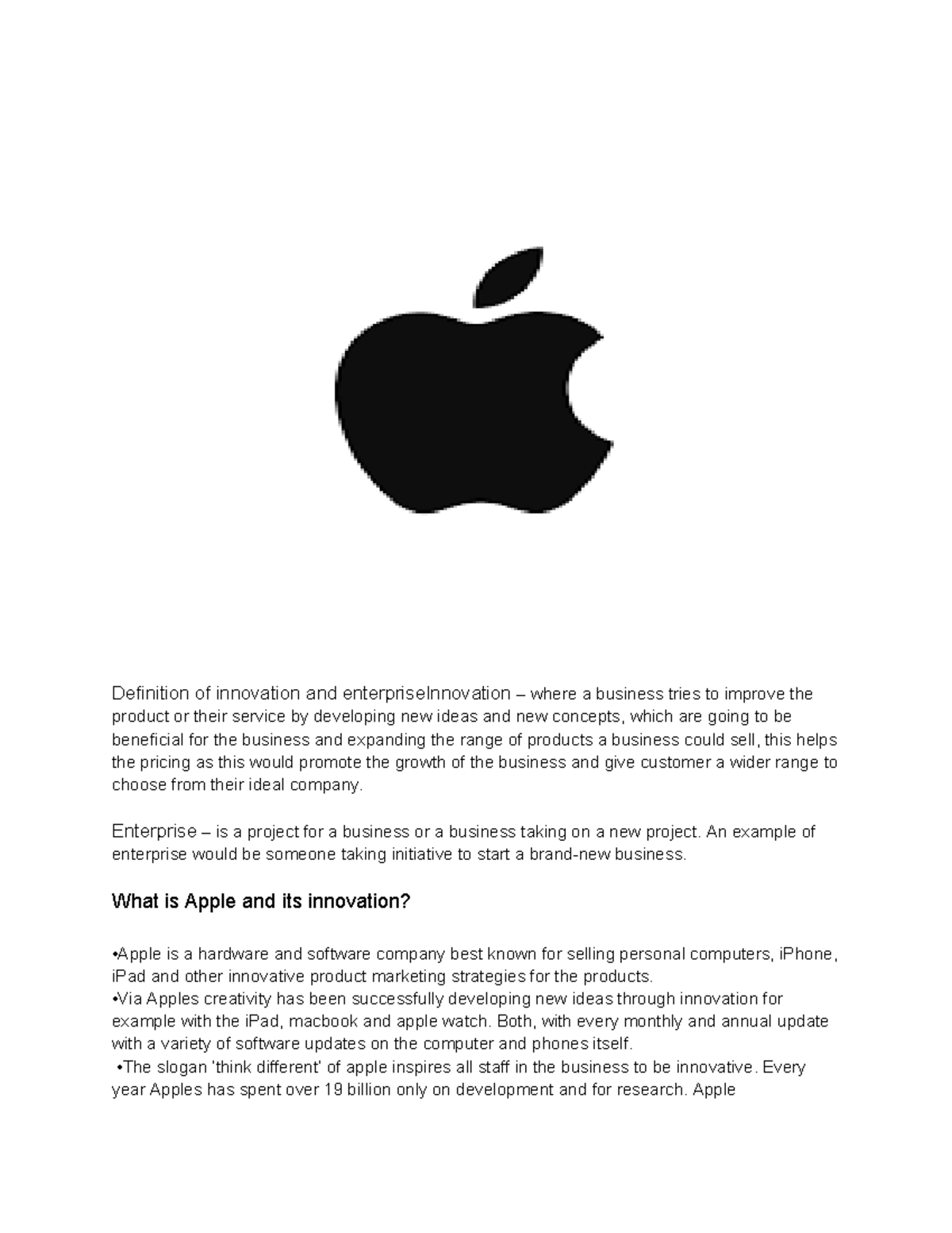 - Assignment 3 upload - Definition of innovation and ...