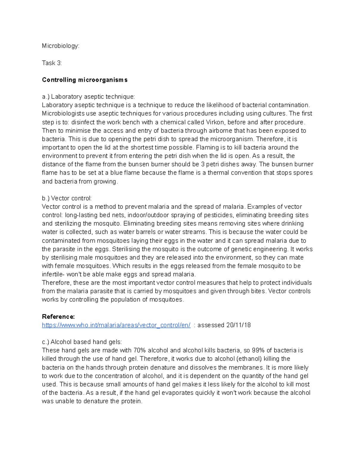 Microbiology assignment - Microbiology: Task 3: Controlling ...