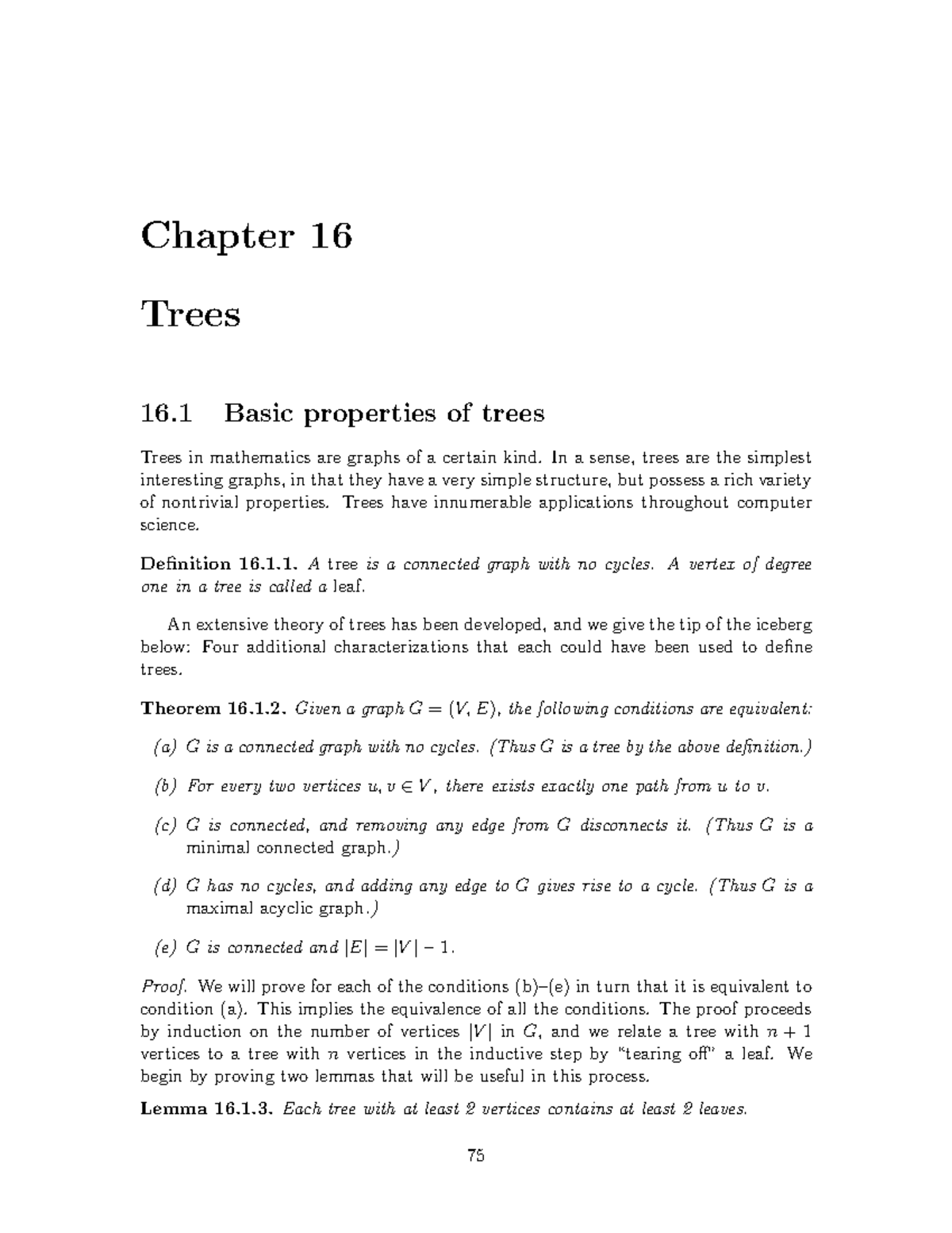 Spanning Trees - Chapter 16 Trees 16 Basic properties of trees Trees in ...