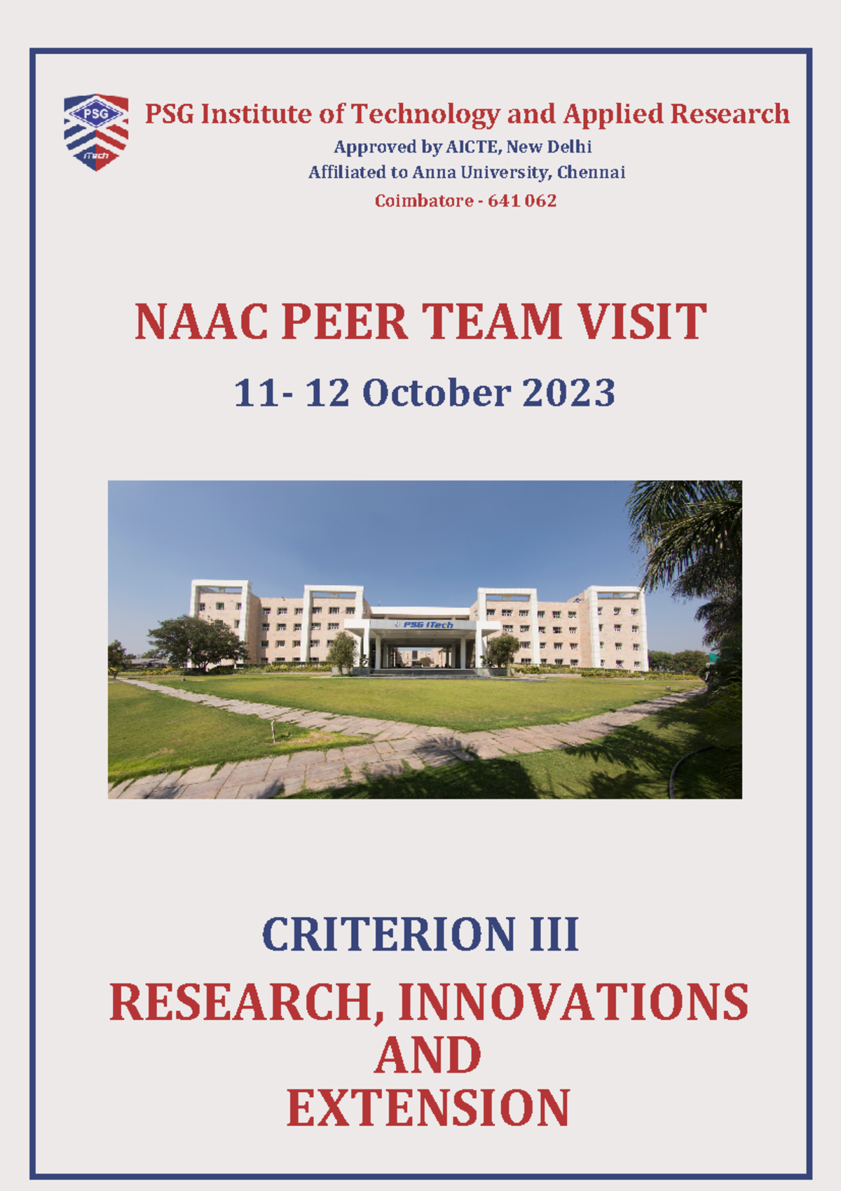 Criterion 3 Docket final - PSG Institute of Technology and Applied ...