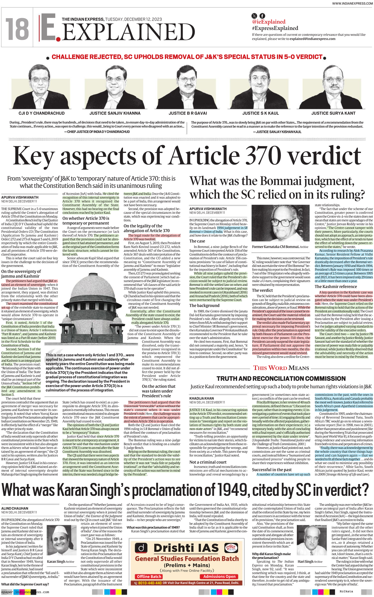 SC Judgement Article 370 - - Studocu
