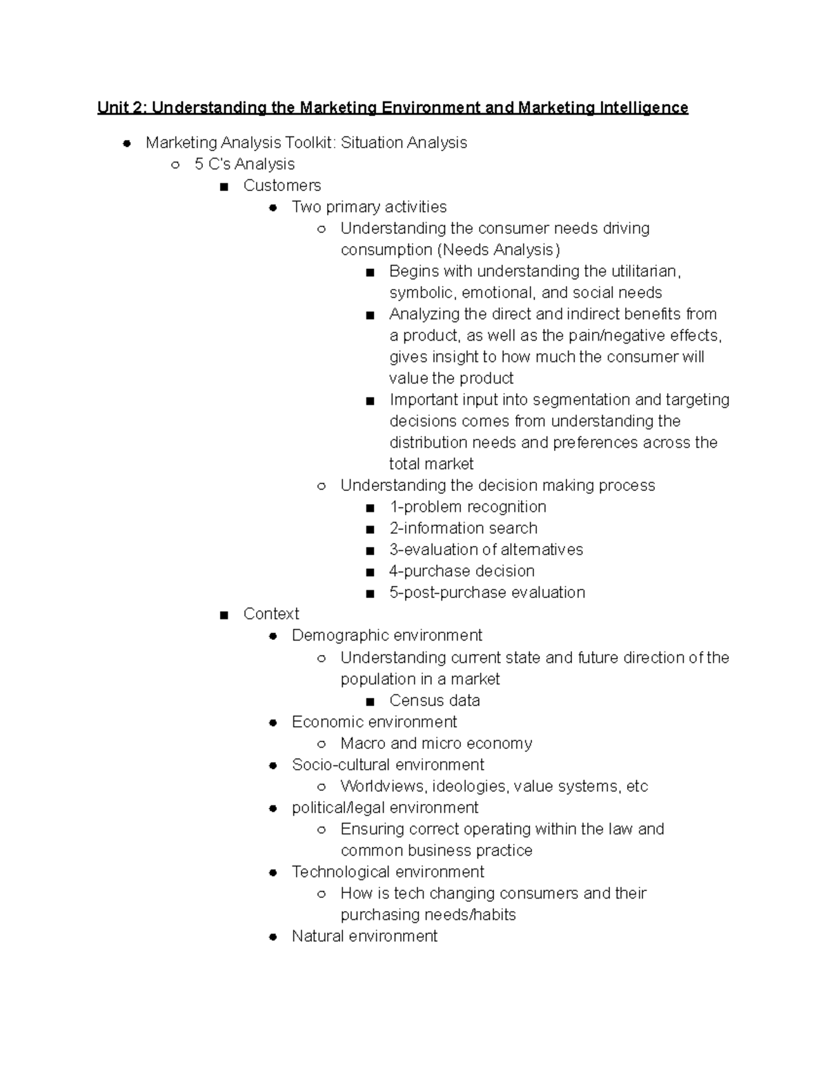 Unit 2 Understanding the Marketing Environment and Marketing ...