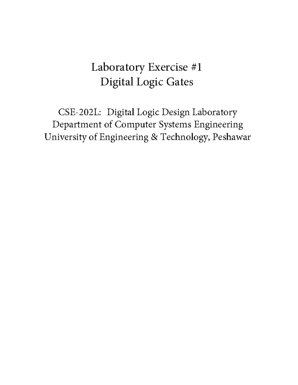 Lab # 1 - Practice material for circuit - Digital Logic Gates CSE- 202 ...