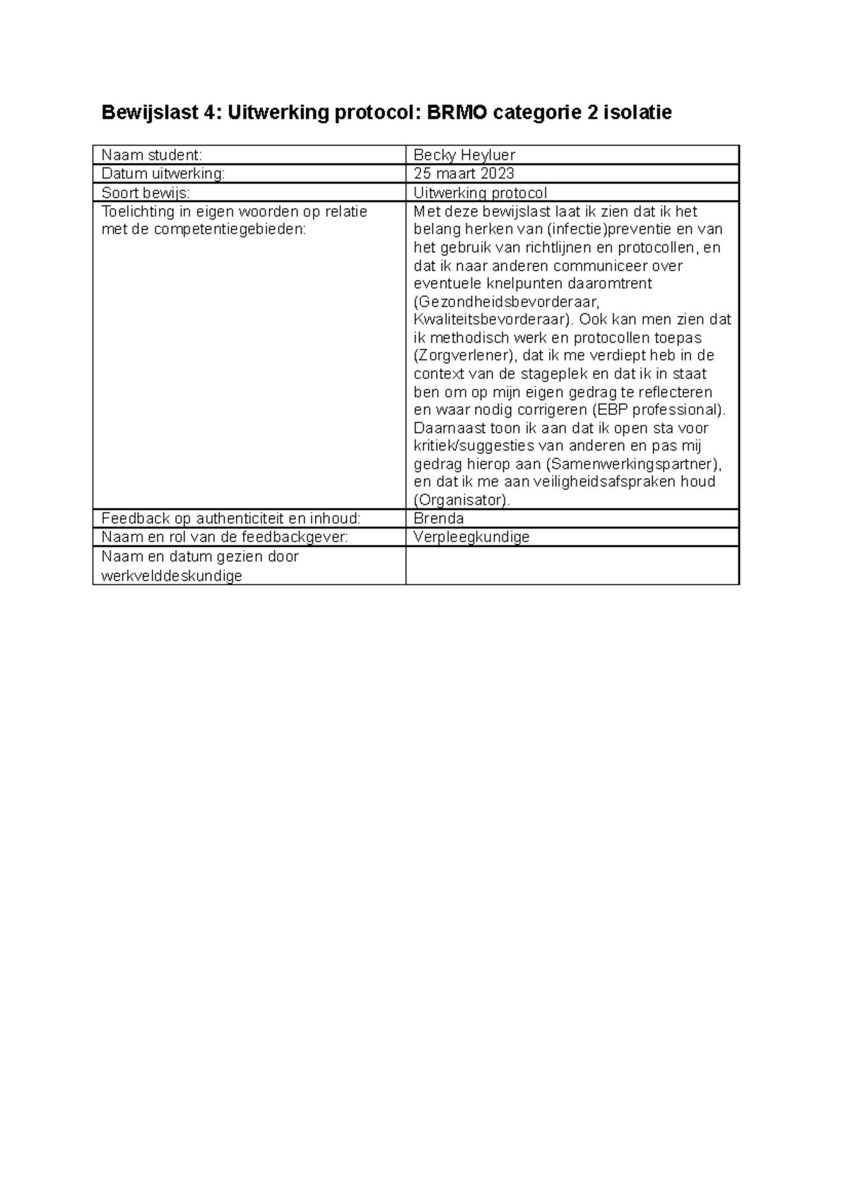 Bewijslast Uitwerking protocol BRMO isolatie categorie 2 - Bewijslast 4 ...