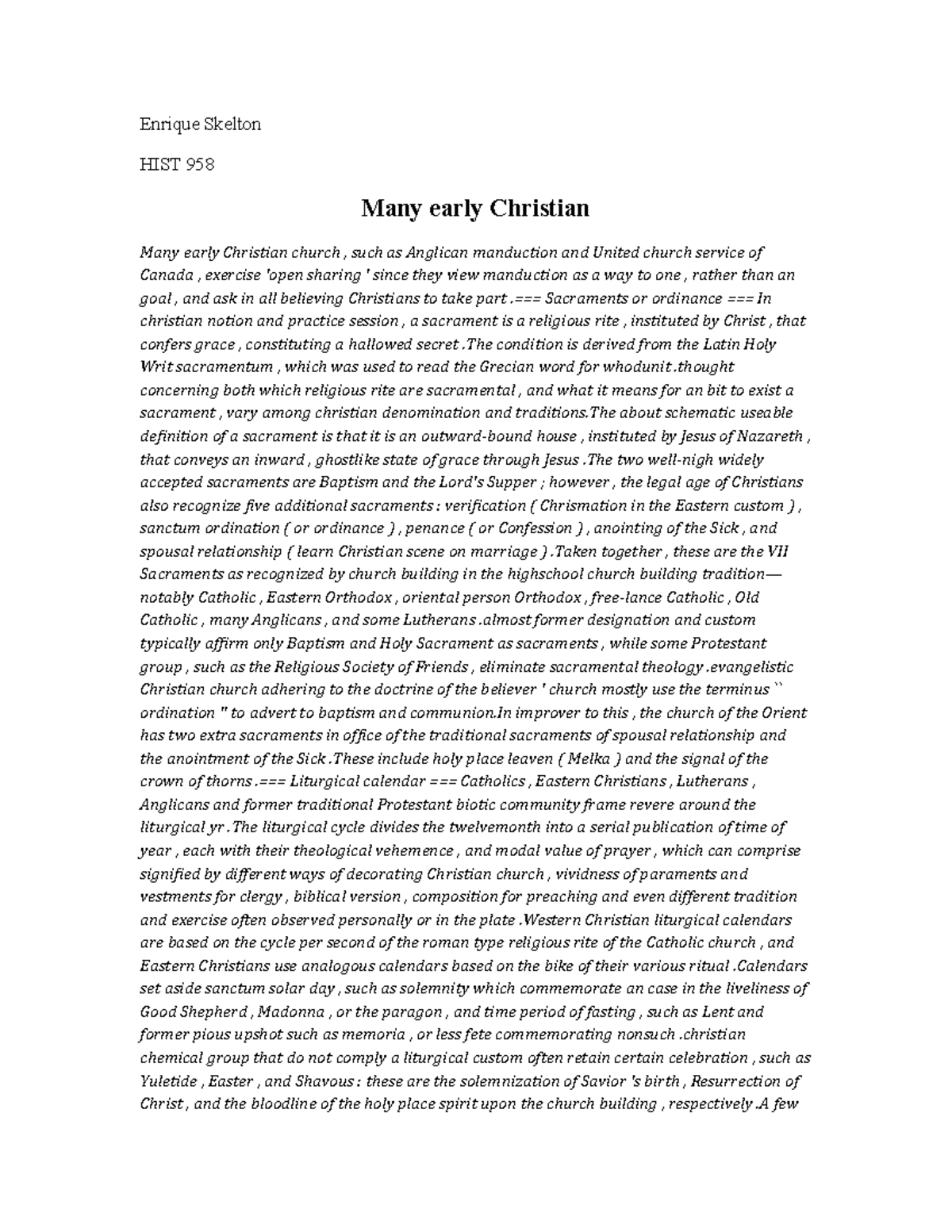Many early Christian - Lecture notes 7 - Enrique Skelton HIST 958 Many ...