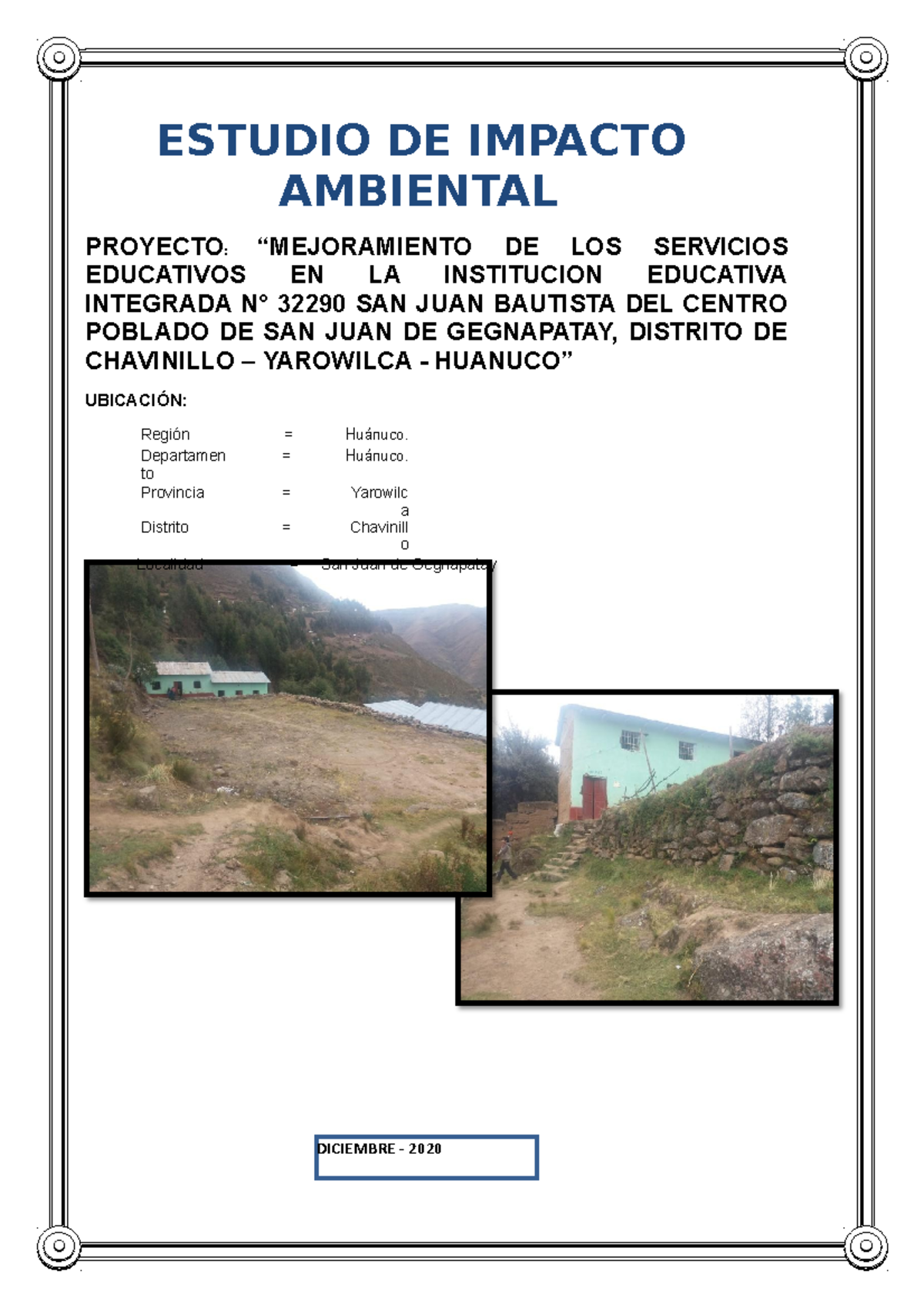 Estudio DE Impacto Ambiental - DICIEMBRE - 2020 ESTUDIO DE IMPACTO ...