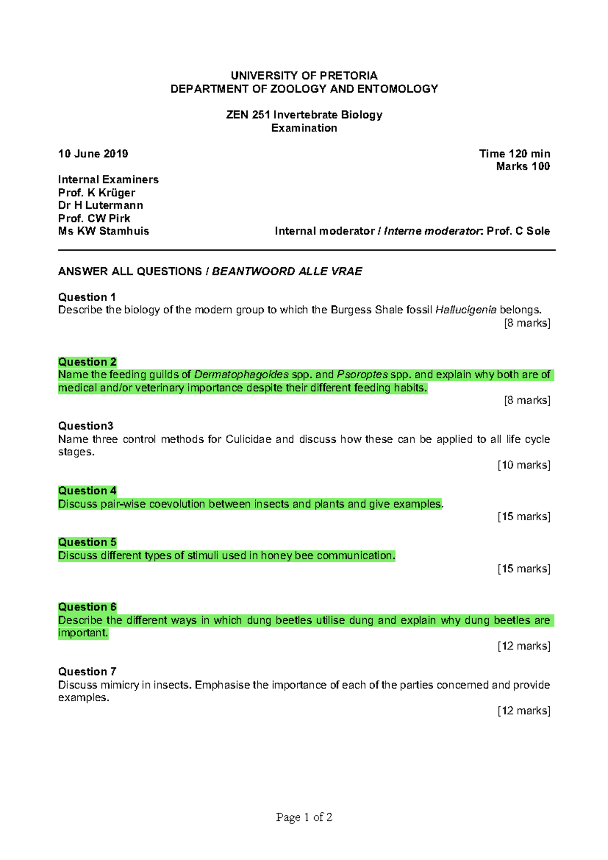 ZEN251 June 2019 Exam - Page 1 of 2 UNIVERSITY OF PRETORIA DEPARTMENT ...