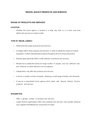 Operations of Travel Agency Lecture Notes - OPERATIONS OF TRAVEL AGENCY ...