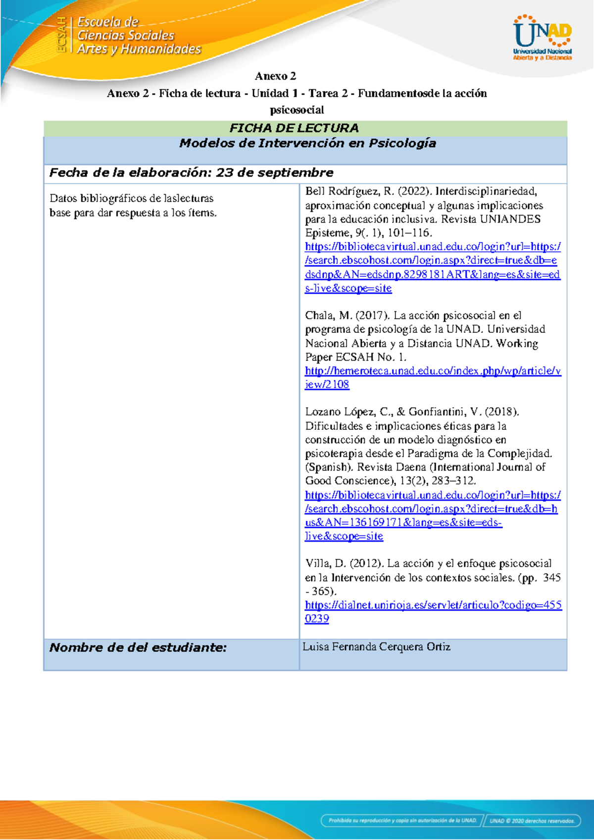 Anexo 2 - Ficha de lectura - Unidad 1 - Tarea 2 - Fundamentos de la ...