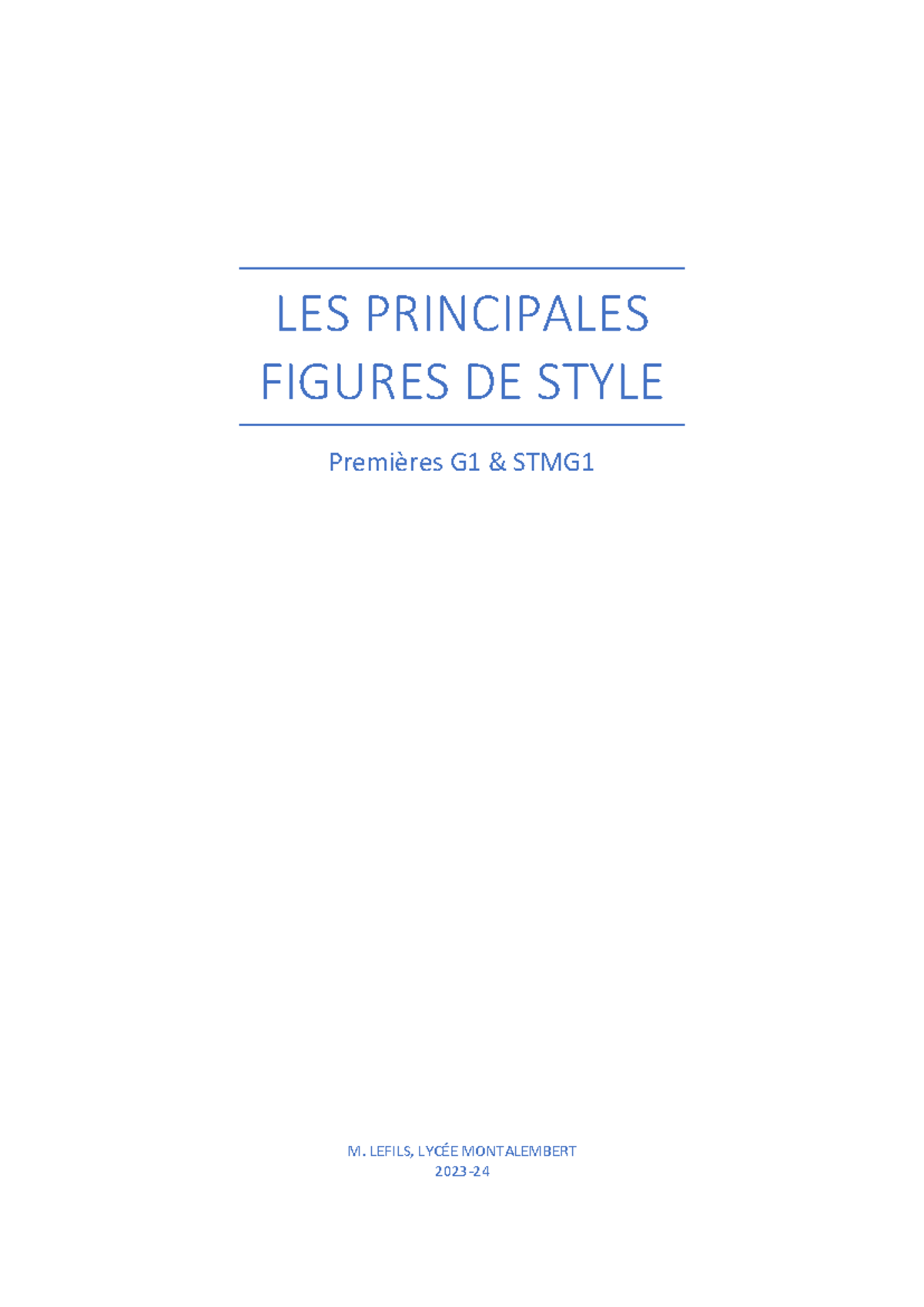 Fiche sur les principales figures de style - LES PRINCIPALES FIGURES DE ...