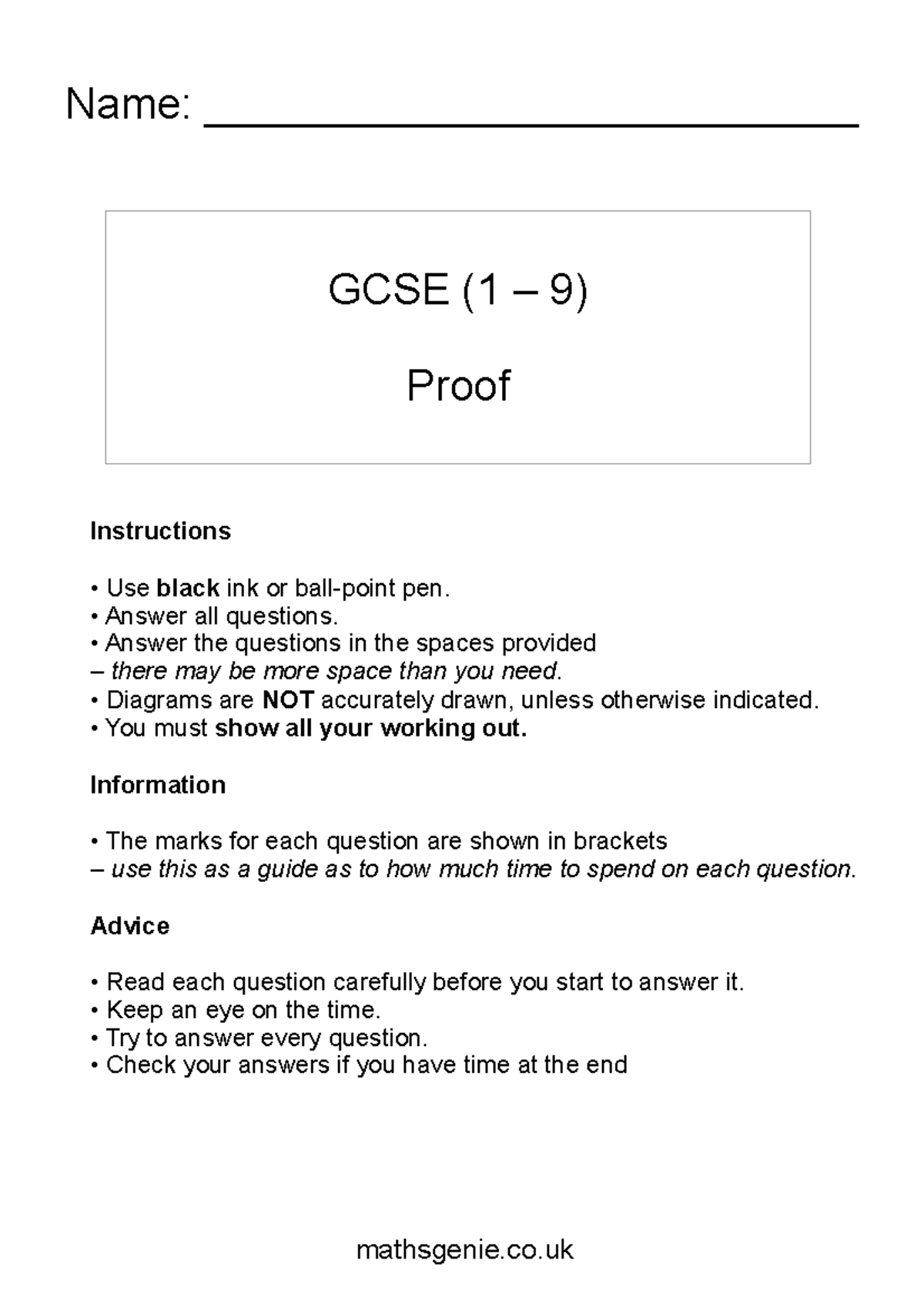 9-proof - suhn - GCSE (1 – 9) Proof Name ...