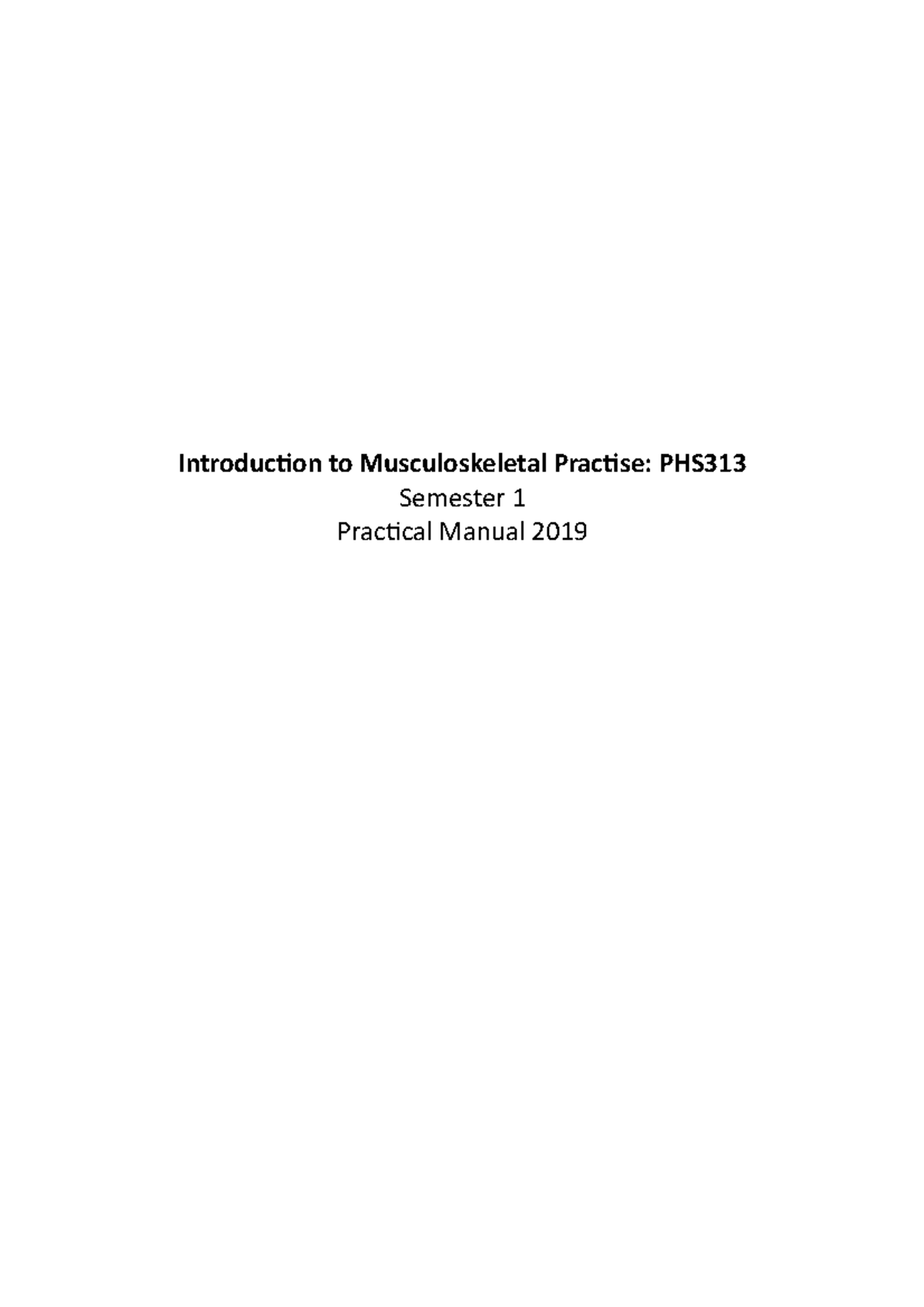 Prac Manual Semester 1 2019 - Introduction to Musculoskeletal Practise ...