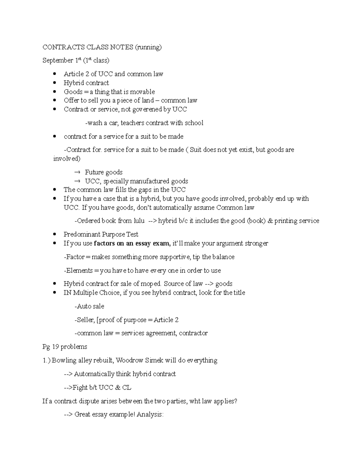 Contracts Class - Lecture Notes for Contract Law 1L - CONTRACTS CLASS ...