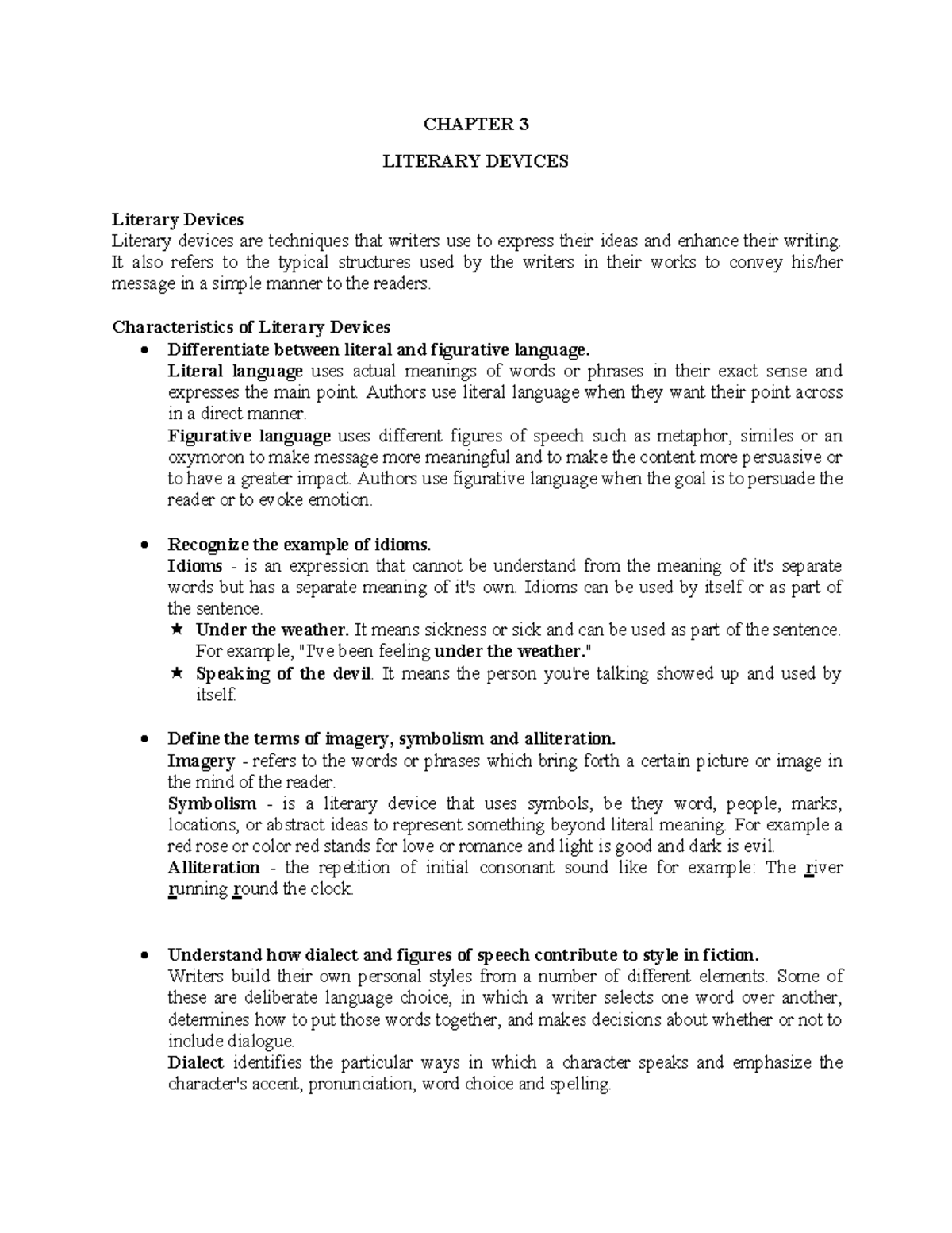 Chapter 3 Literary Devices CHAPTER 3 LITERARY DEVICES Literary