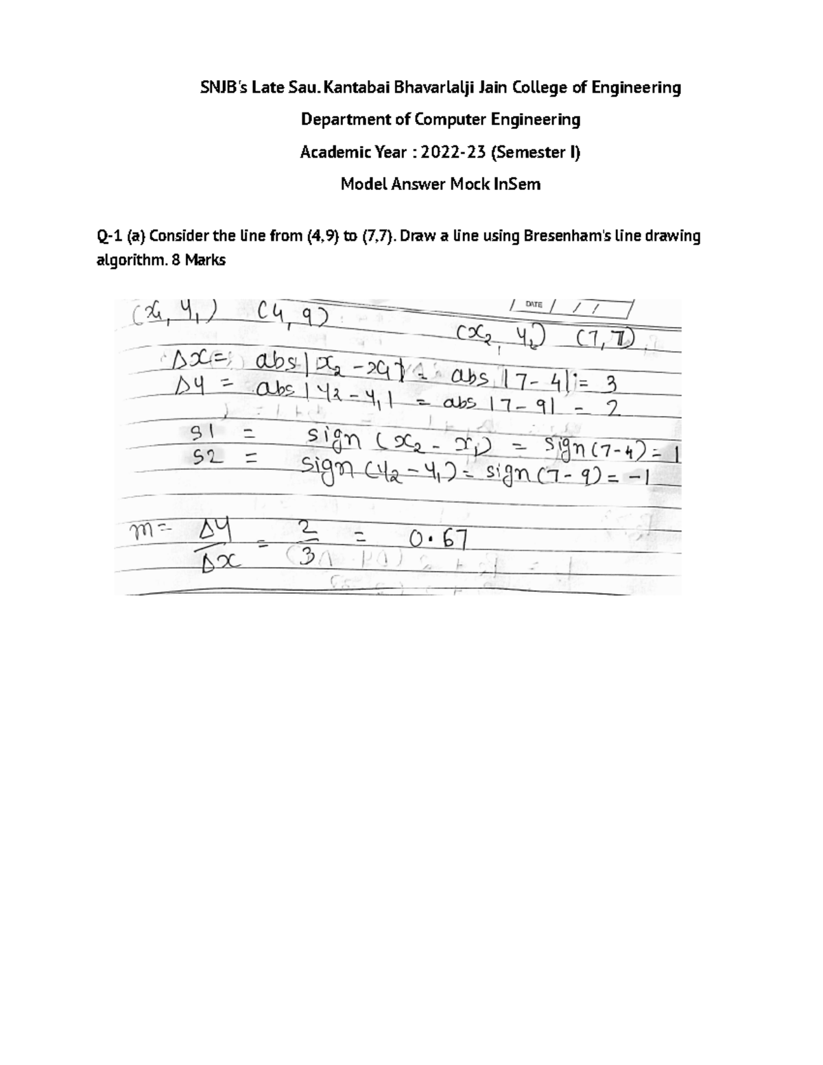 Mock insem paper solution - SNJB's Late Sau. Kantabai Bhavarlalji Jain ...