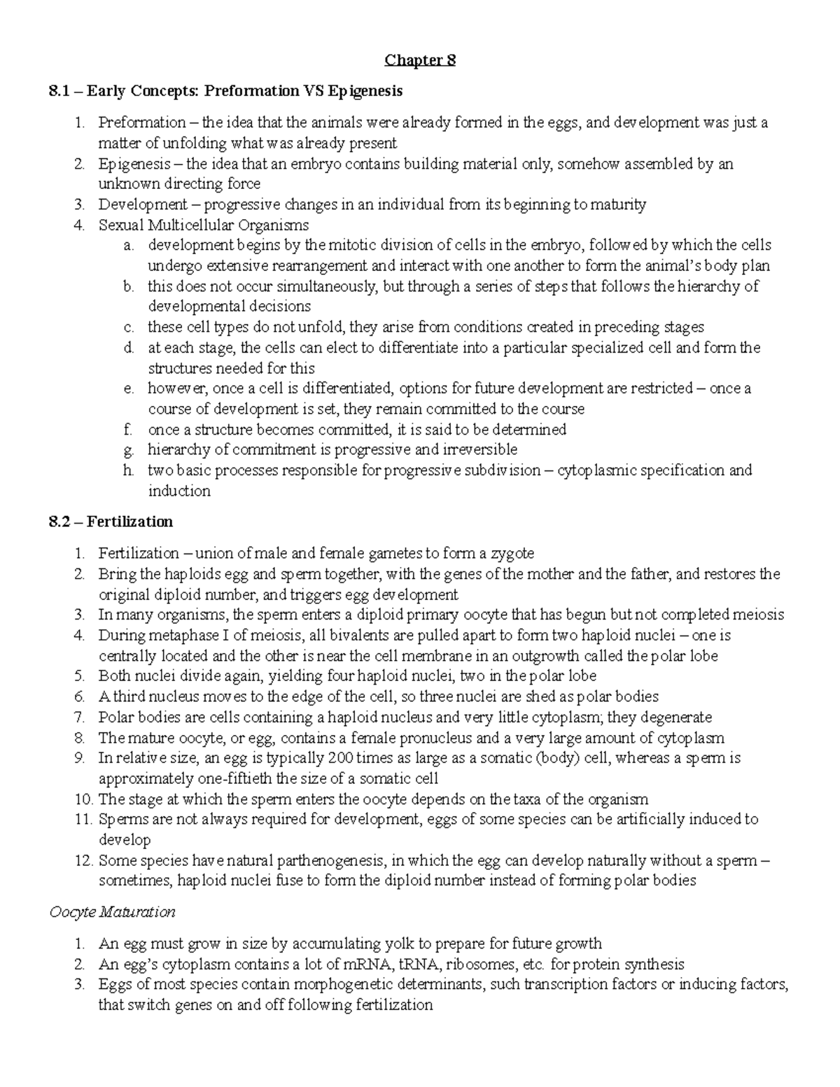 Chapter 8 - BIOL 302 Notes from Textbook - Chapter 8 8 – Early Concepts ...