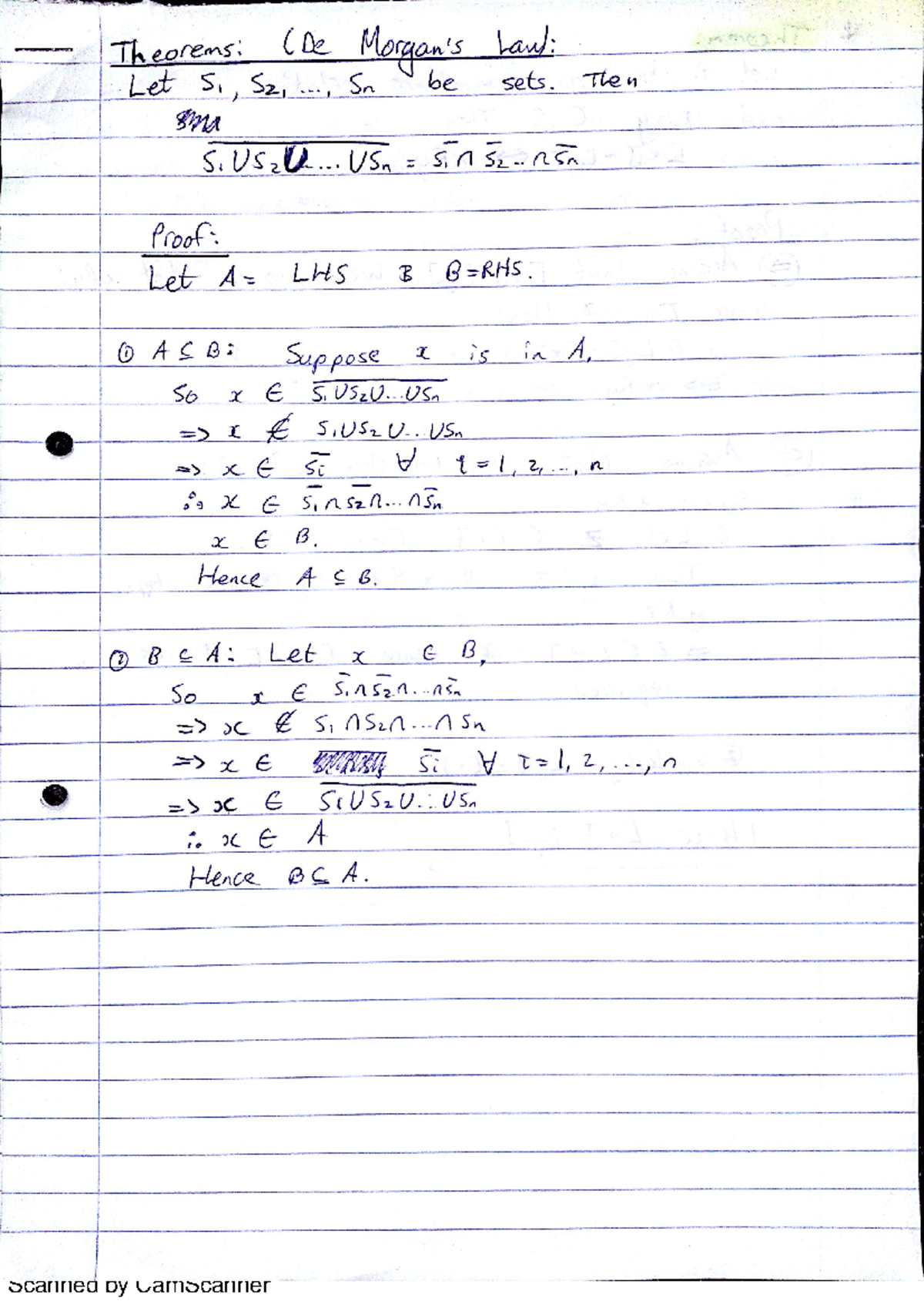 MATH 236 Proofs - MATH 236 - MATH236 - St : ng .3 A: LHS ca i 5 . A Q ngloose 1 T5 in A, 2C 6 Sn ...