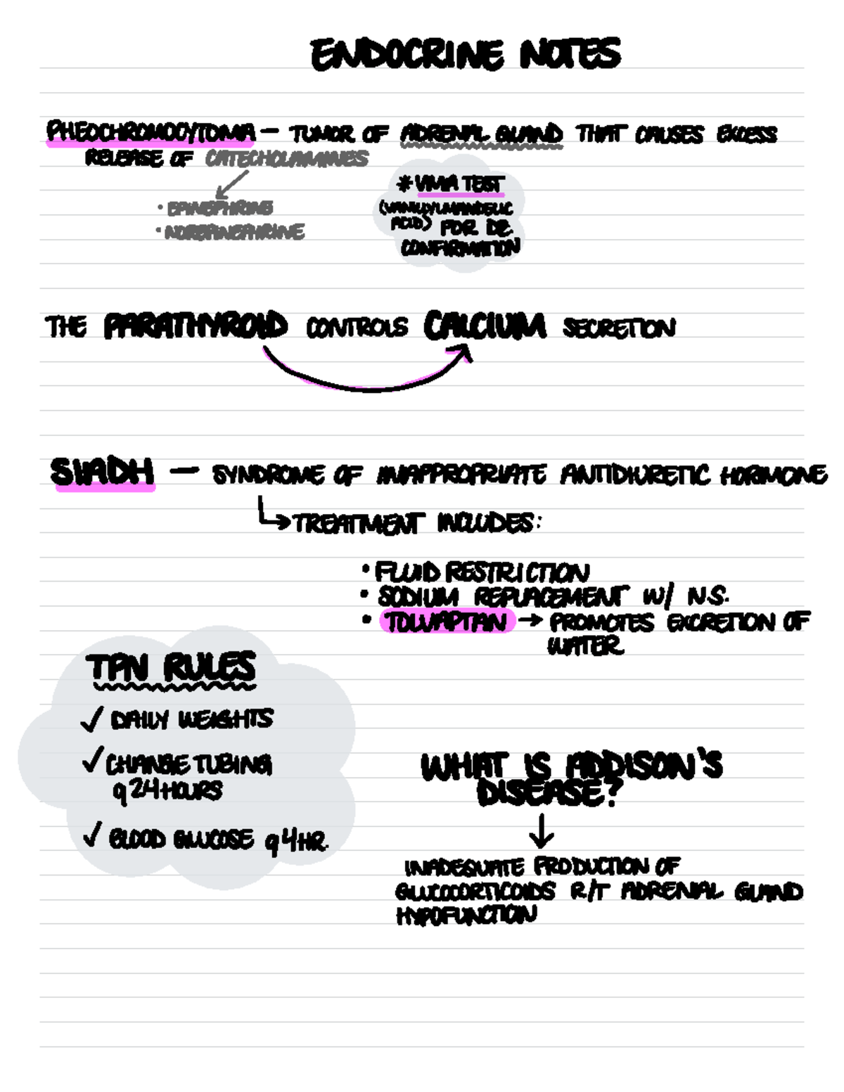 Endocrine Notes - ENDOCRINE NOTES PHEOCHROMOCYTOMA- TOMOR OF ADRENAL ...