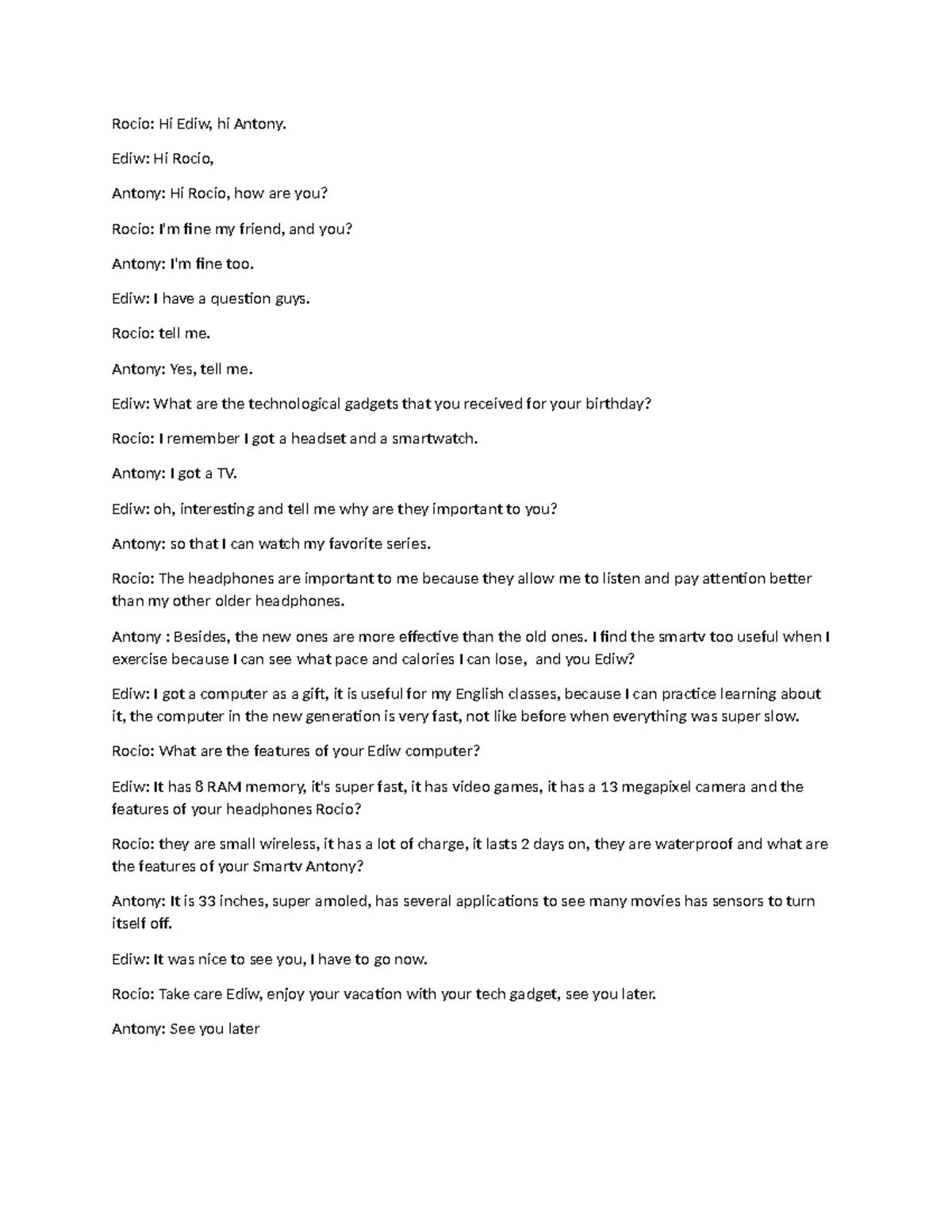 Week 13 - Task Assignment My best birthday present - Rocio: Hi Ediw, hi ...