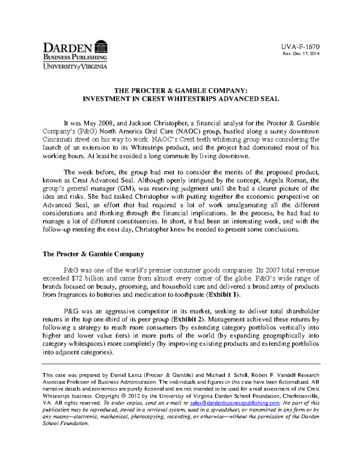 F-23-1670 The Procter and Gamble Company Crest Whitestrips - UVA-F- Rev ...