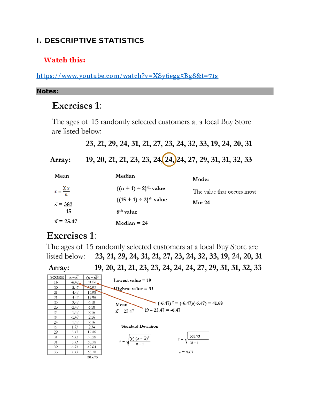 I.-DESCRIPTIVE-STATISTICS - BS Mathematics Major In Applied Statistics - I. DESCRIPTIVE ...