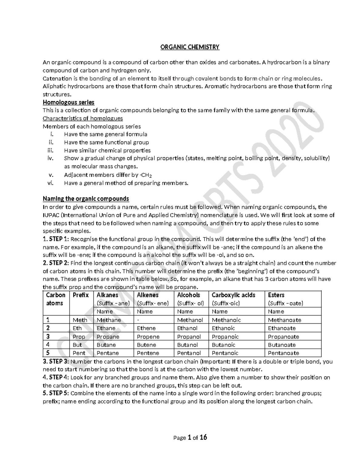 Organic Chemistry G12 - Notes - ORGANIC CHEMISTRY An organic compound ...