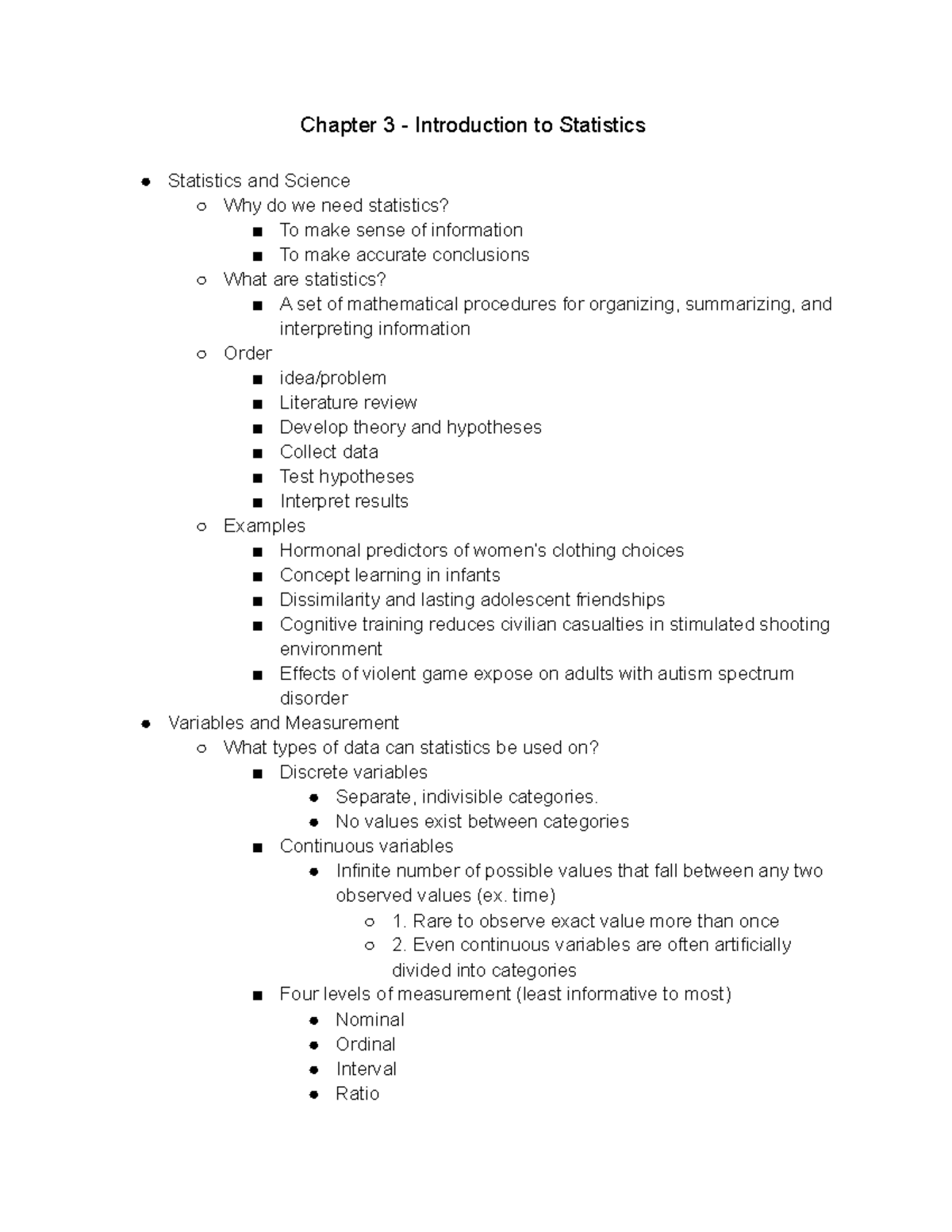 Chapter 3 - Introduction to Statistics - Chapter 3 - Introduction to ...
