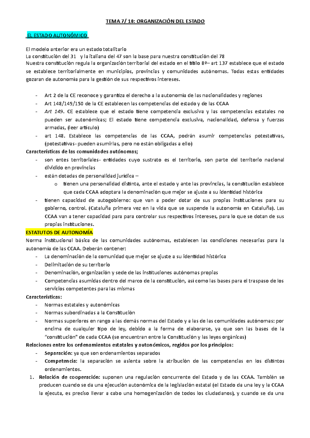 TEMA 7- el estado autonómico[ 13405 ] - TEMA 7/ 10: ORGANIZACIÓN DEL ...