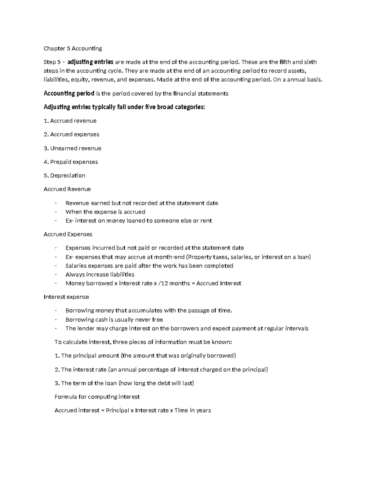 Chapter 5 Accounting - Chapter 5 Accounting Step 5 – adjusting entries ...