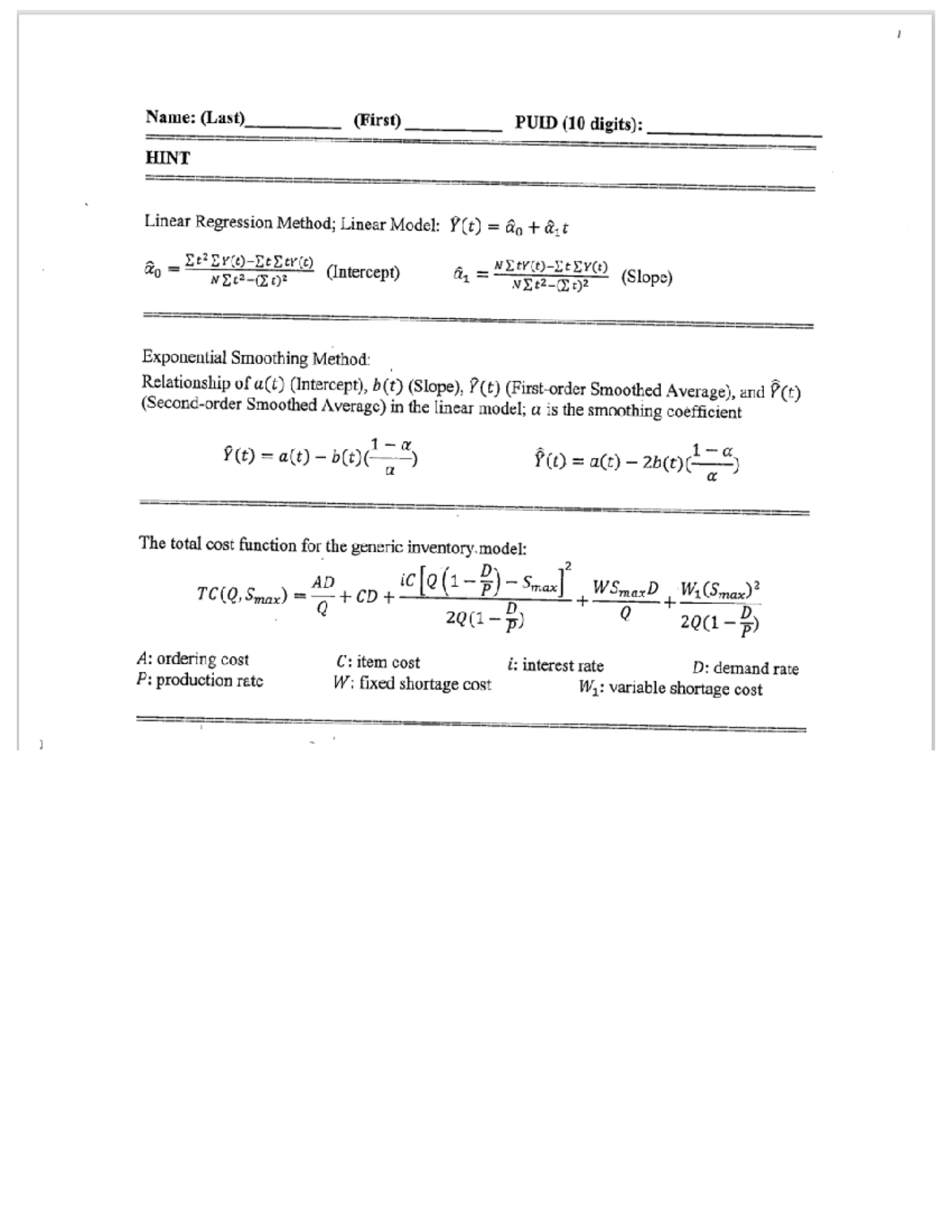 IE 383 Exam 2 F2022 - IE 383 Exam 2 Fall semester 2022 - IE 38300 - Studocu