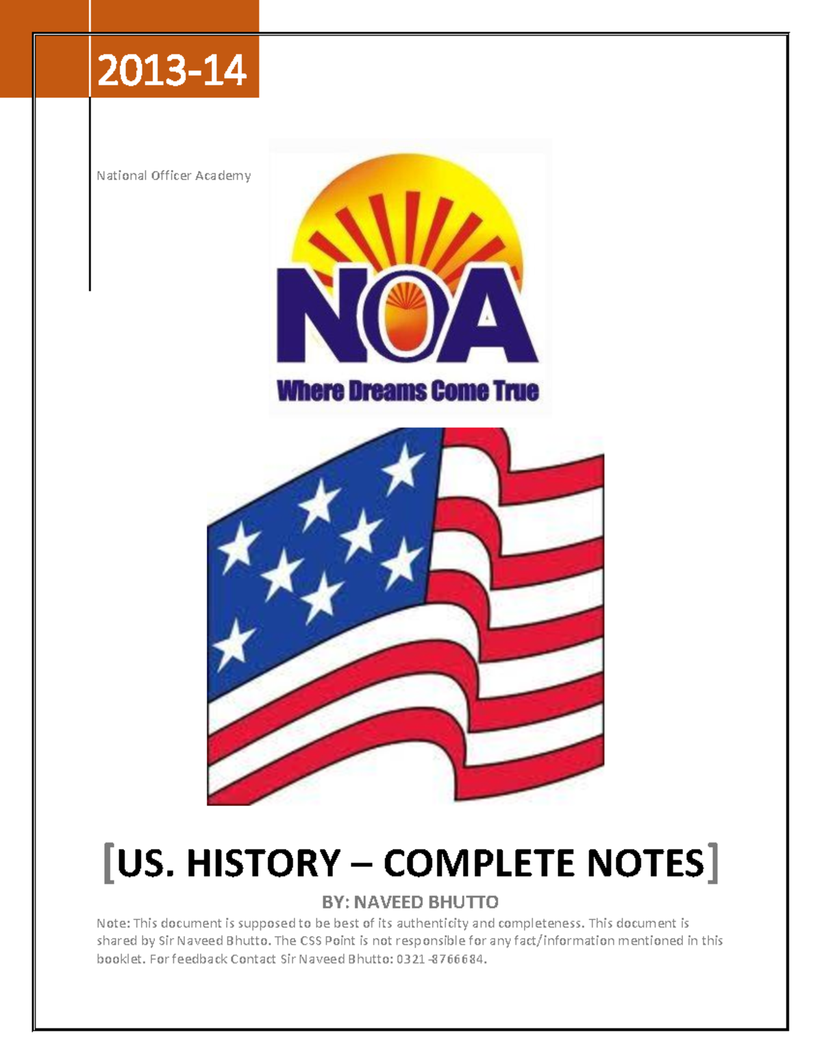 NOA History of USA-Complete Notes - 2013- National Officer Academy [US ...