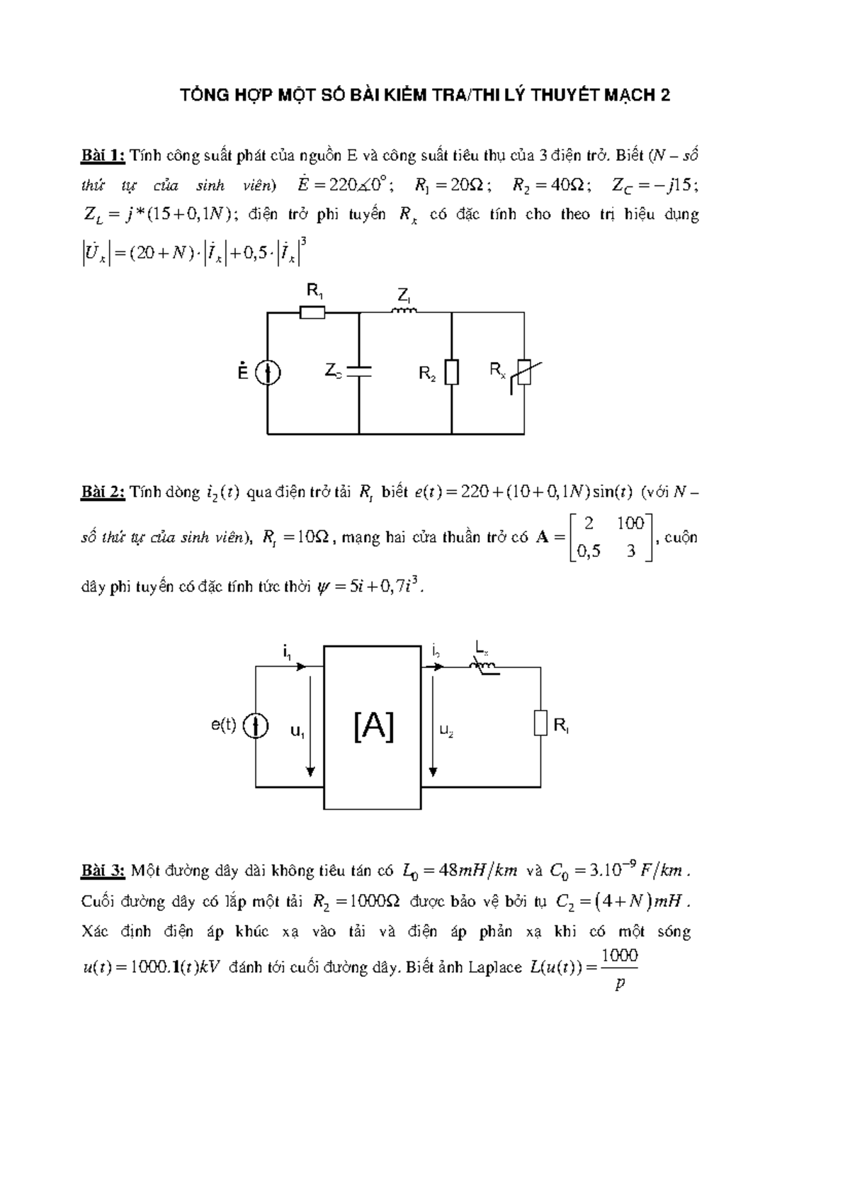 Tong hop de thi LTM2 - àkdfwfhwf - T NG H P M T S BÀI KI M TRA/THI LÝ THUY T M CH 2 Bài 1: Tính ...