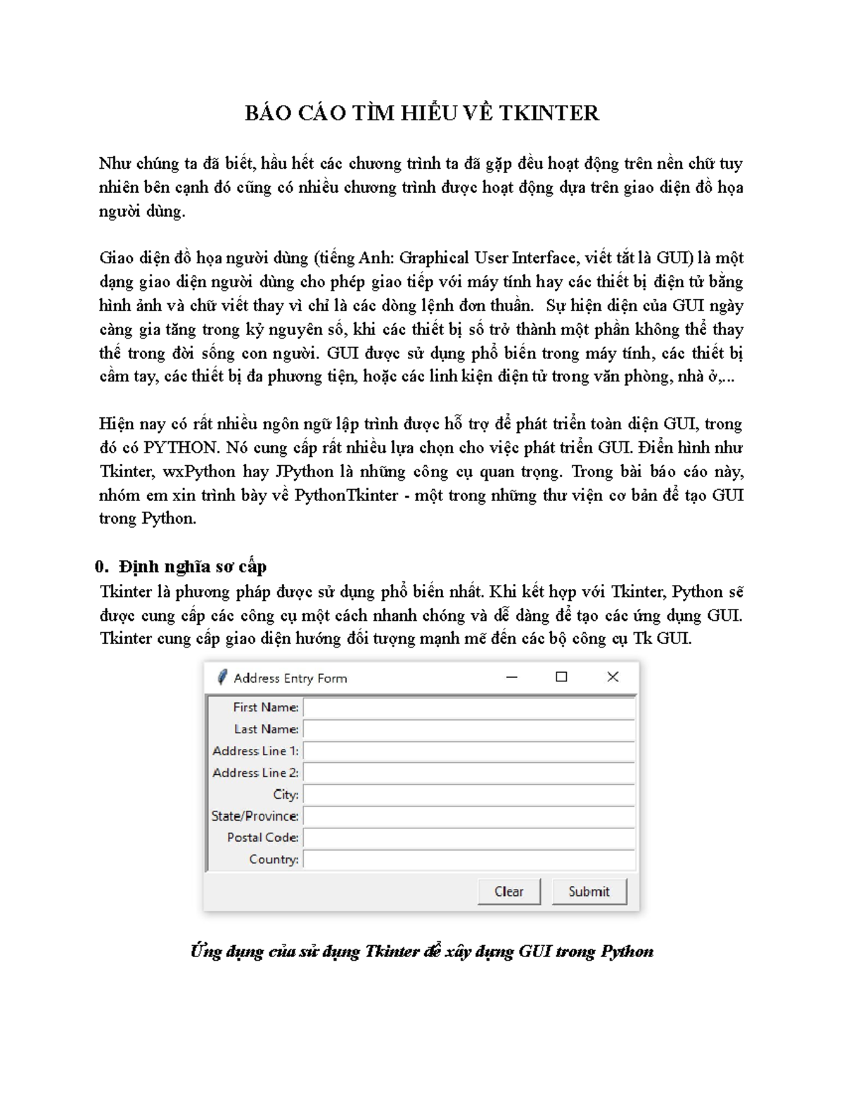 BC - Tìm hiểu Tkinter - BÁO CÁO TÌM HIỂU VỀ TKINTER Như chúng ta đã ...