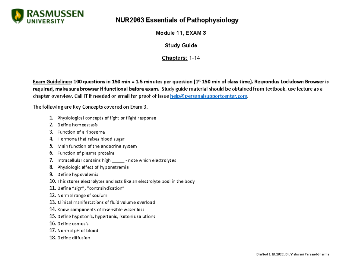 NUR2063 Patho Exam3 Study Guide Dr. VPS - Module 11, EXAM 3 Study Guide ...