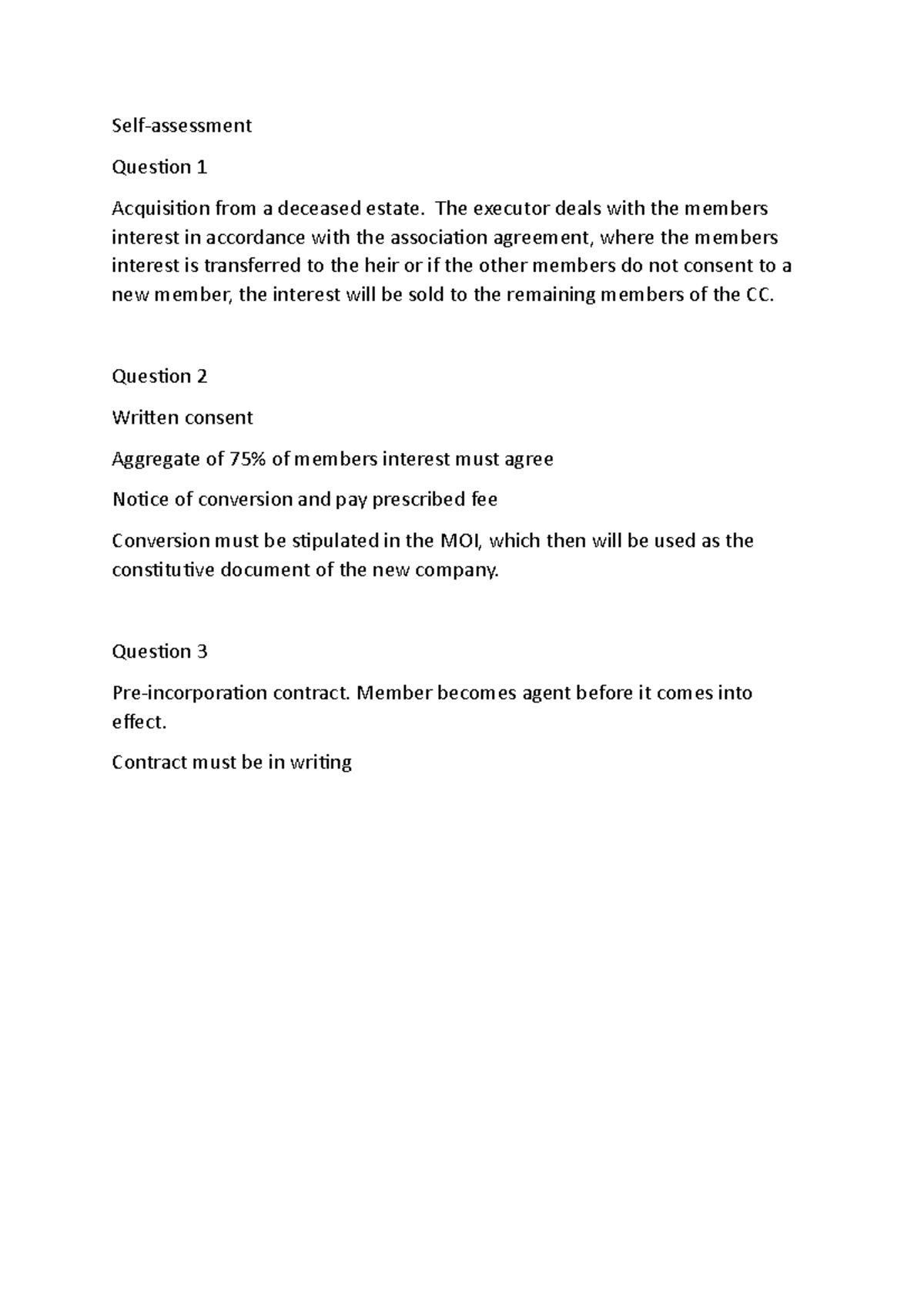 TUT BER 17-08 - TUT Questions - Self-assessment Question 1 Acquisition ...