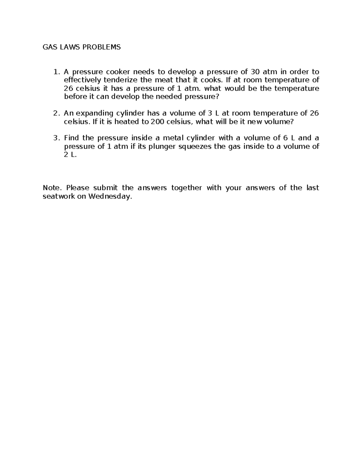 GAS-LAWS- Problems - Thank you for giving this - GAS LAWS PROBLEMS A ...