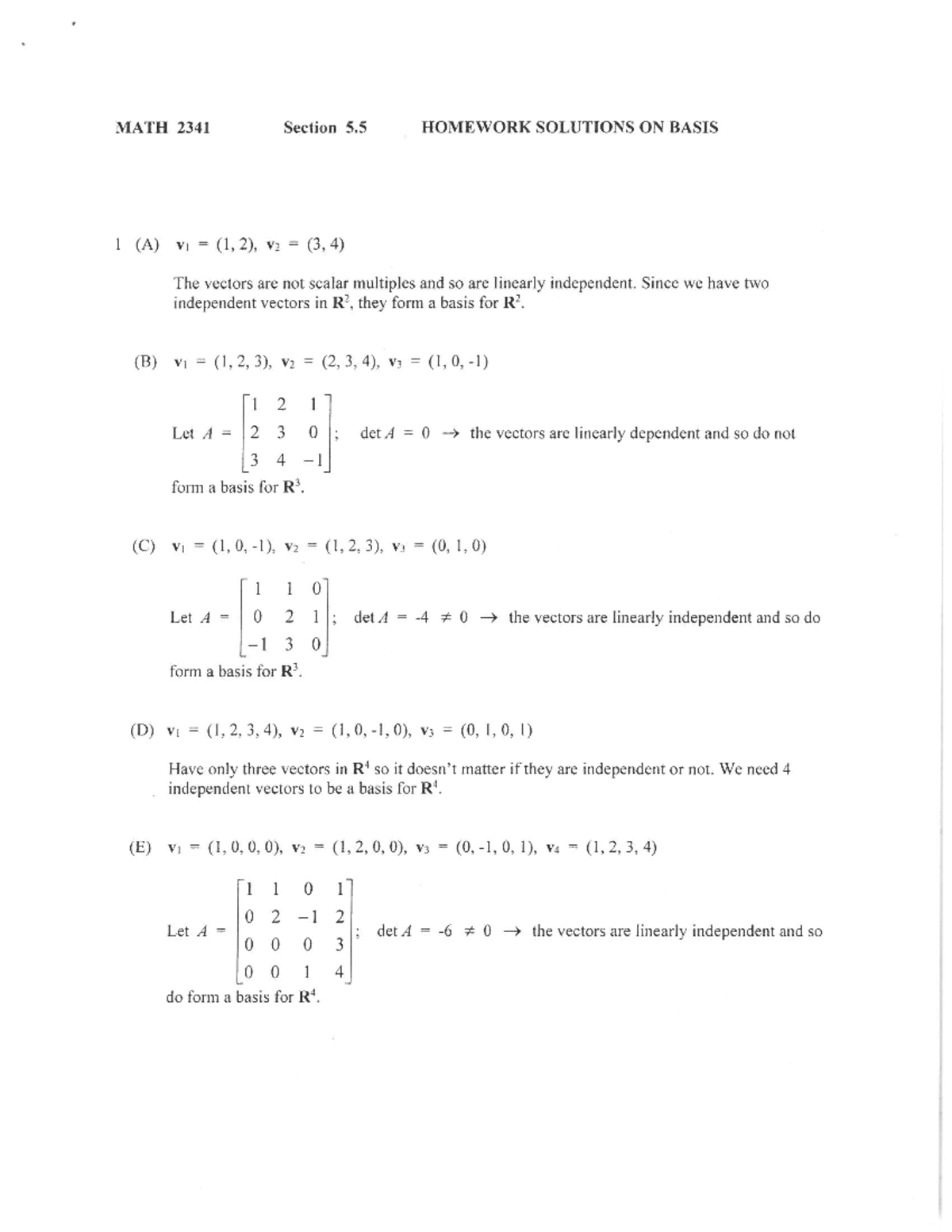 Math2341hwsolu 5 - Homework solutions - MATH 2341 - Studocu