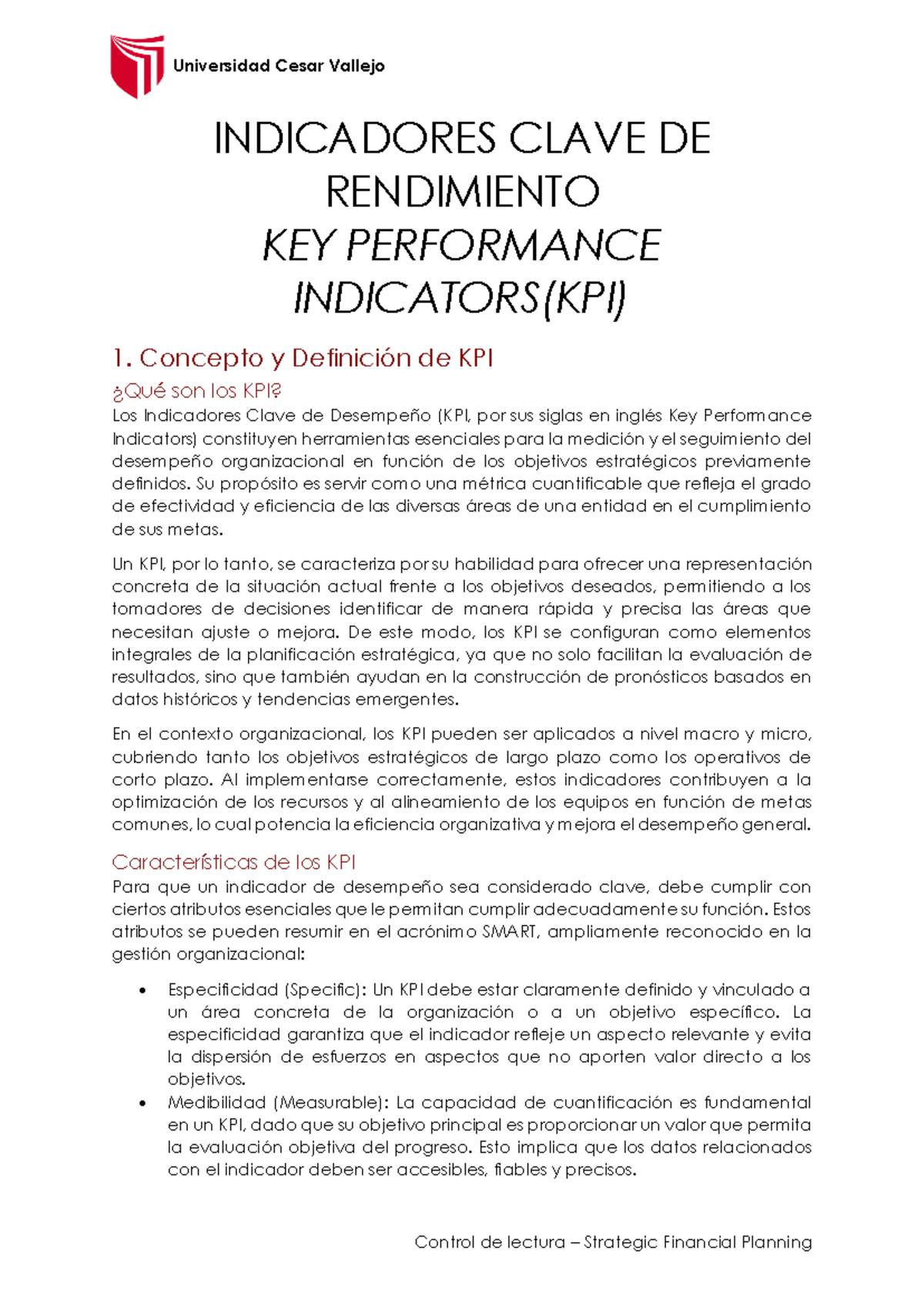 Lectura los KPI - INDICADORES CLAVE DE RENDIMIENTO KEY PERFORMANCE ...