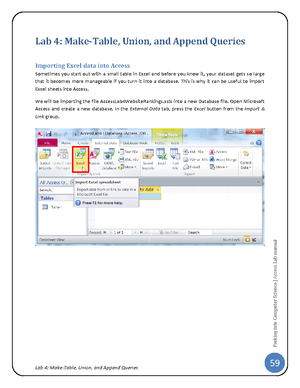Lab2 Access - Activity - Peeking into Computer Science | Access Lab manual Lab 2: Relationships ...