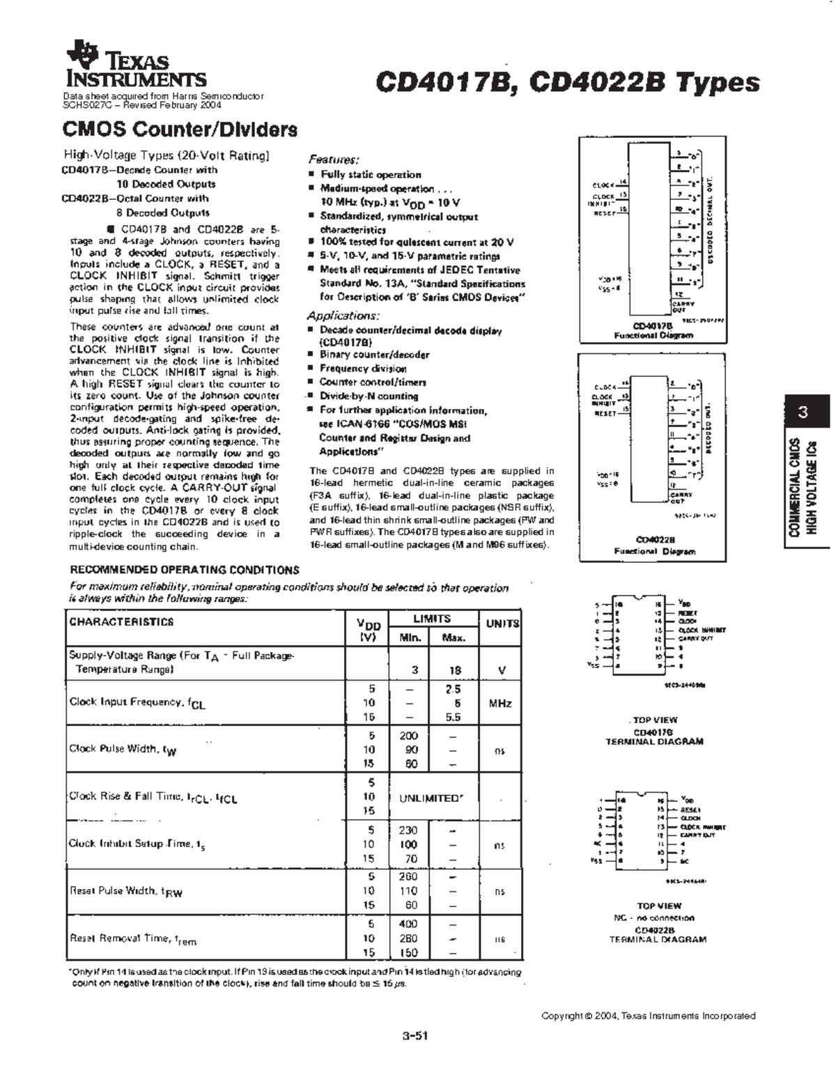 CD4017BE - aaa - Data sheet acquired from Harris Semiconductor SCHS027C ...