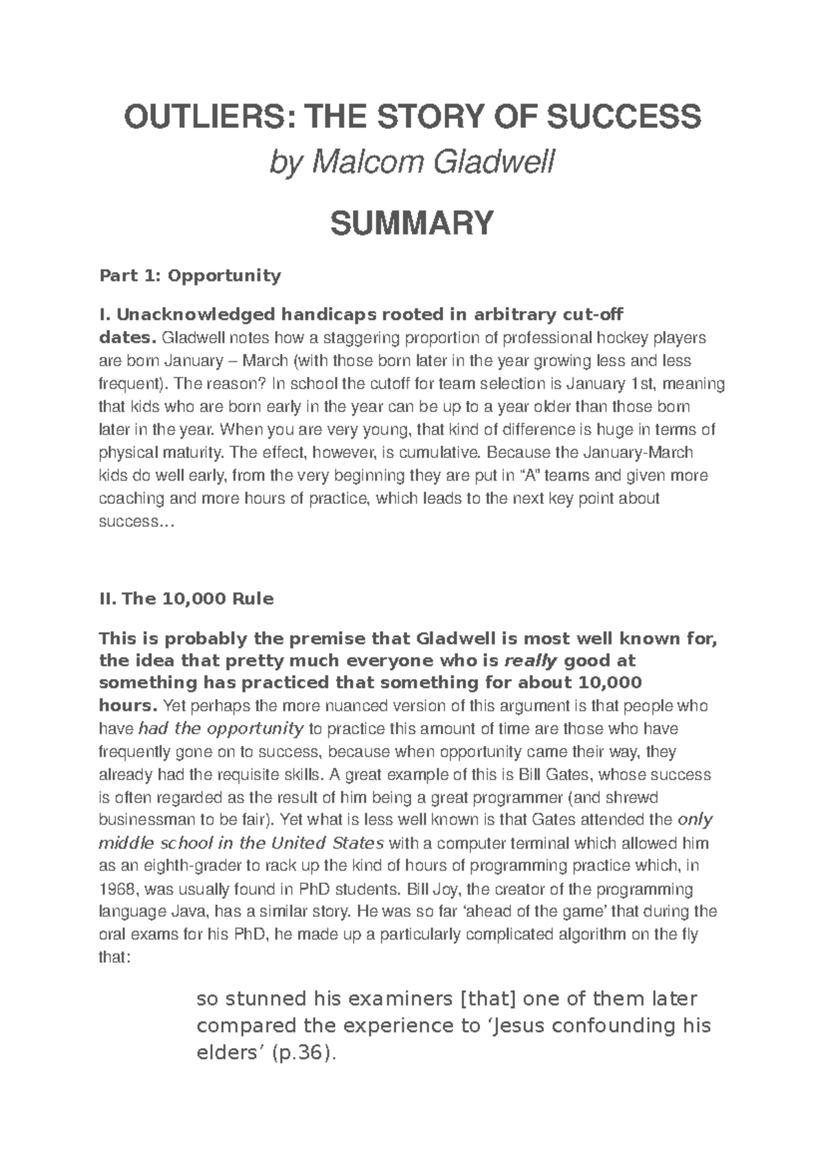 Outlier 1 - Summary Our Sexuality - OUTLIERS: THE STORY OF SUCCESS ...