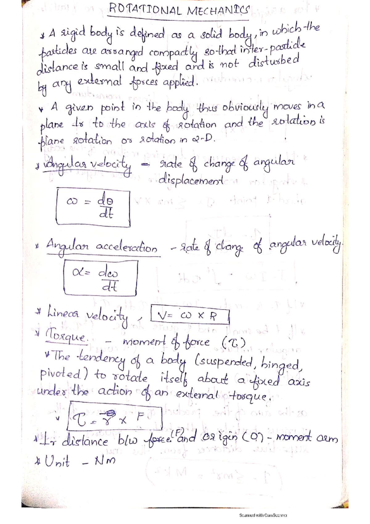 Rotational mechanics - Useful lecture notes for bsc physics students ...