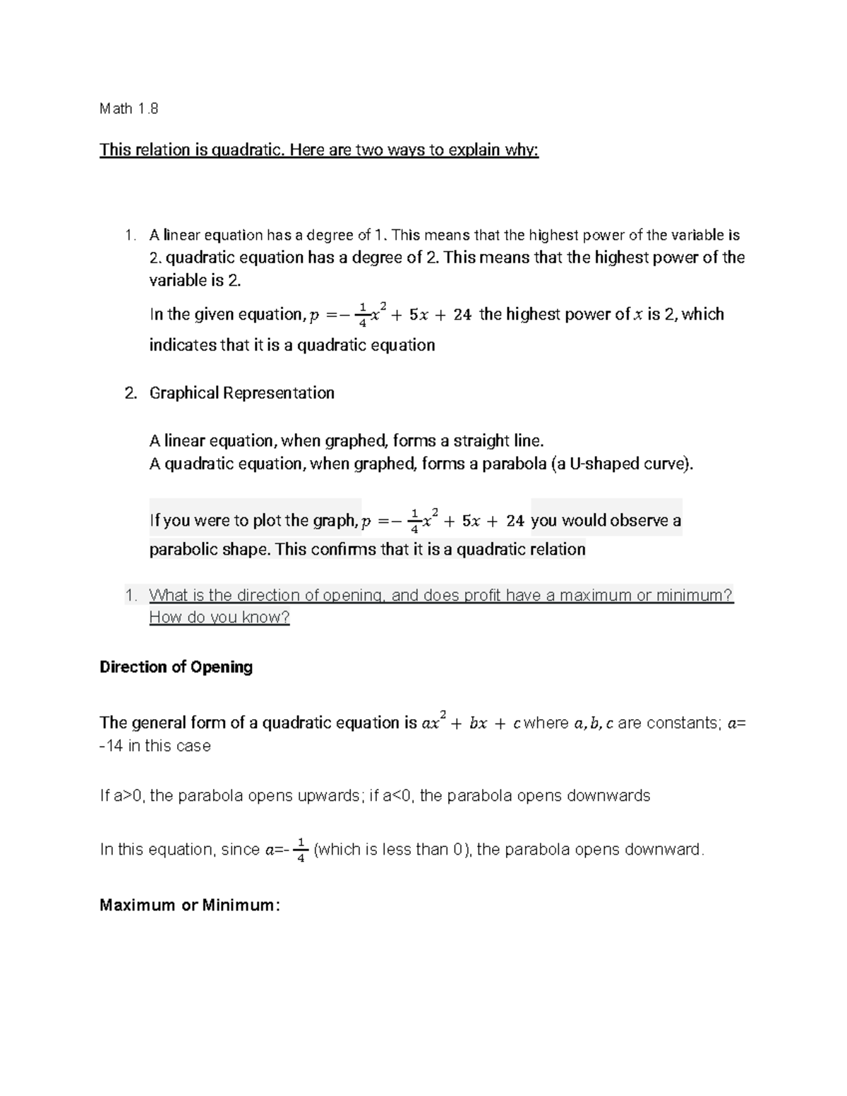 Unit 1 - math for unit 1 make sure you double check answers it is a 90% ...