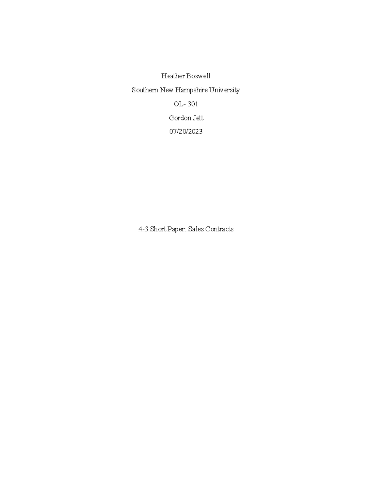 Short Paper 4-3 - Heather Boswell Southern New Hampshire University OL ...