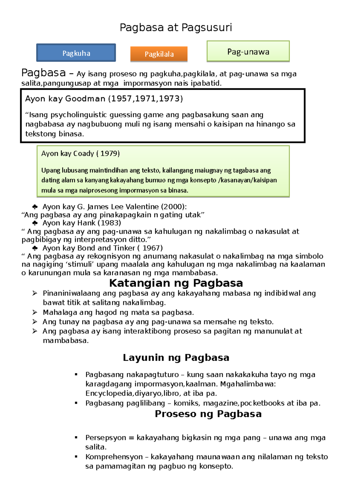 Pagbasa at Pagsusuri - Laging mag-aral nang mabuti - Pagbasa at ...