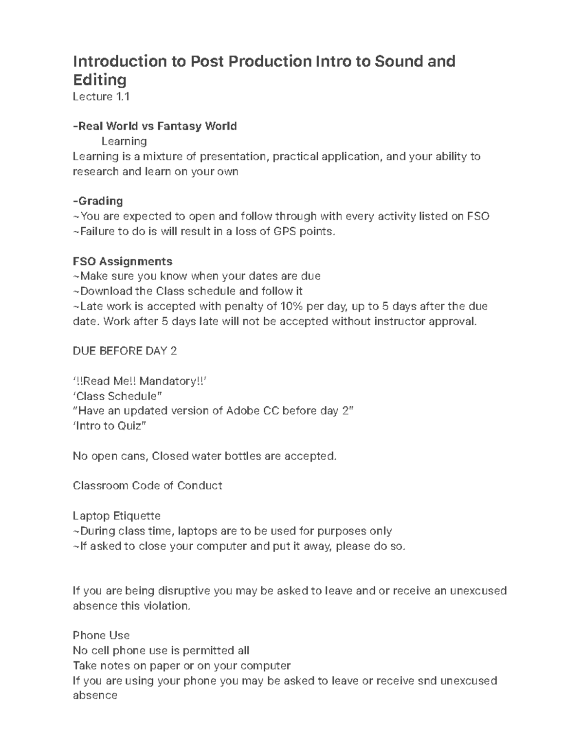 Introduction to Post Production Intro to Sound and Editing -Real World vs Fantasy World Learning ...