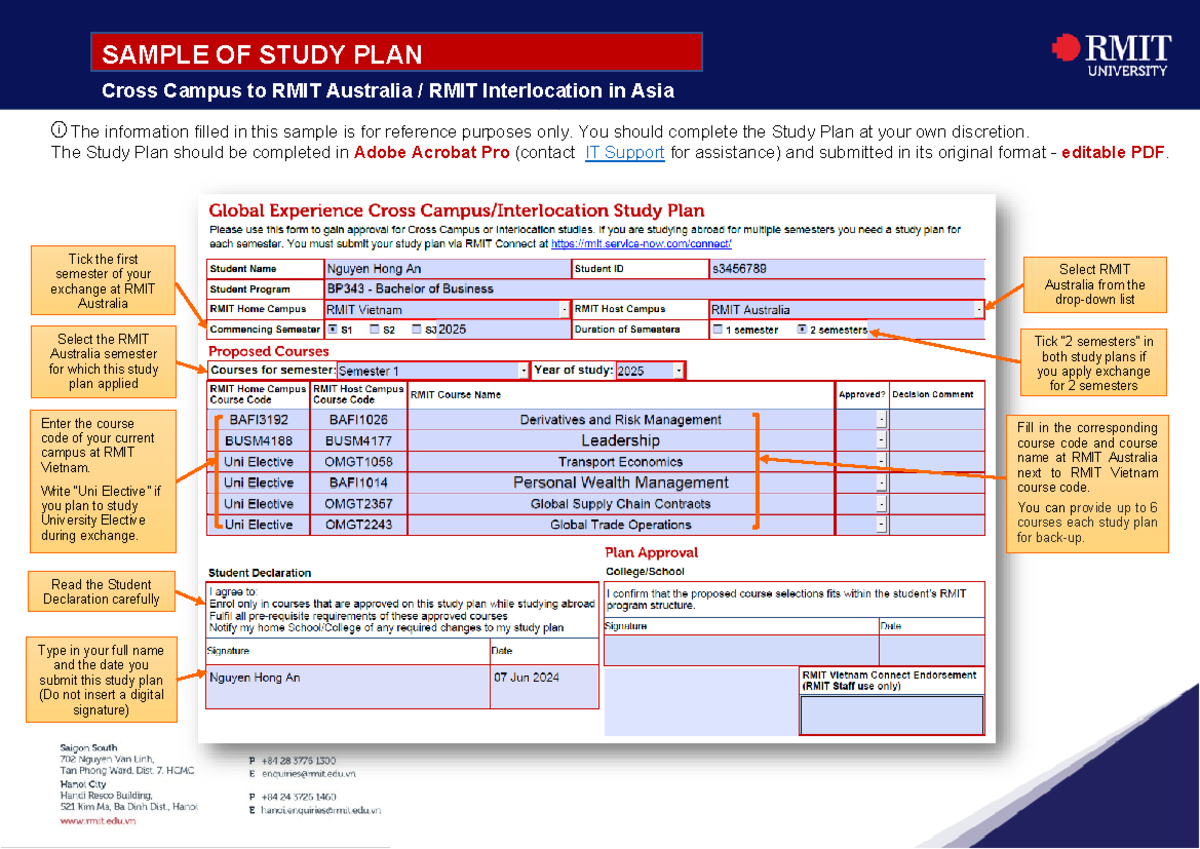 Study plan sample cross campus interlocation - SAMPLE OF STUDY PLAN ...