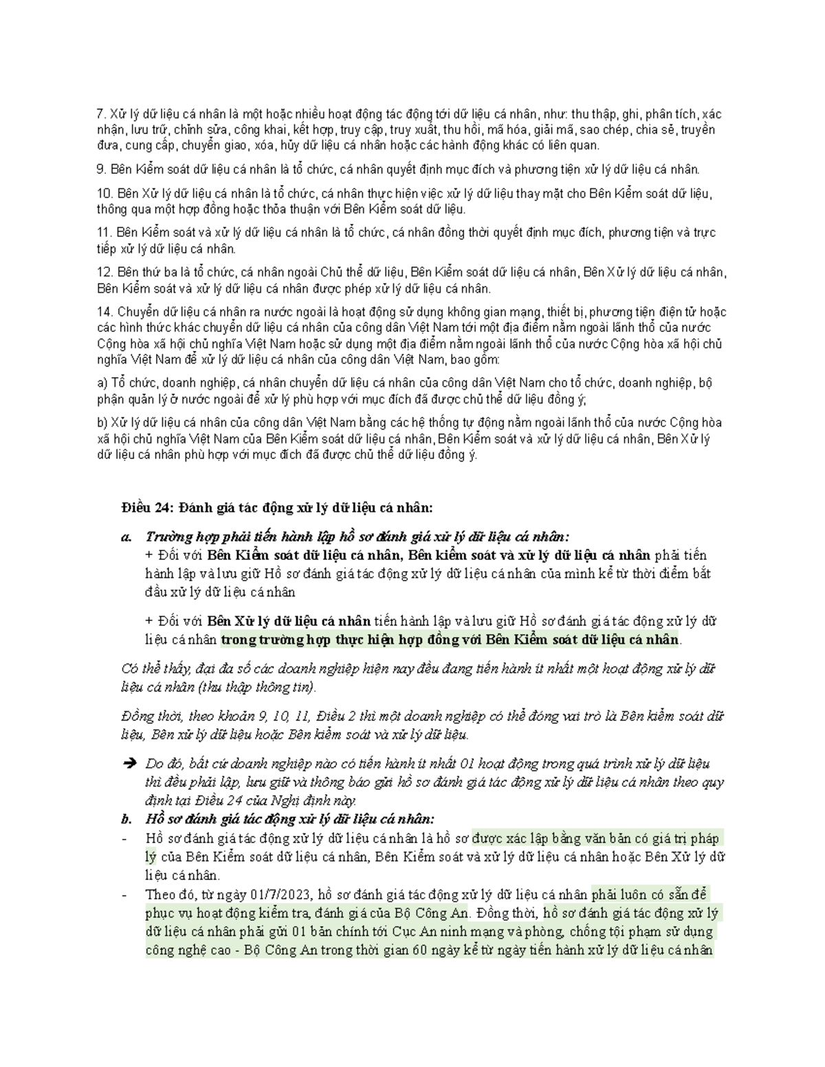 LKD 1 - Nháp - ND số 13/2023 về bảo vệ dữ liệu - 7. Xử lý dữ liệu cá ...