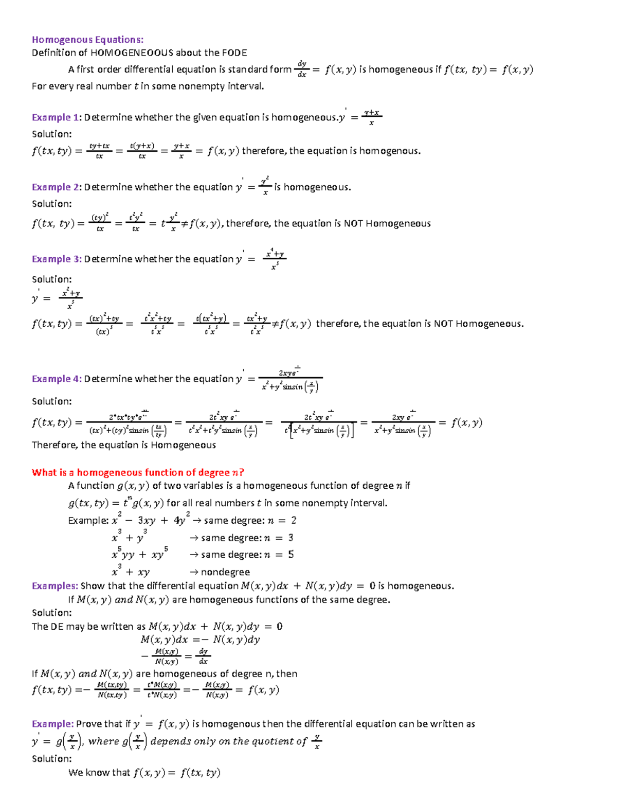 Lesson 5 - Homogenous Equations - Copy - Homogenous Equations ...