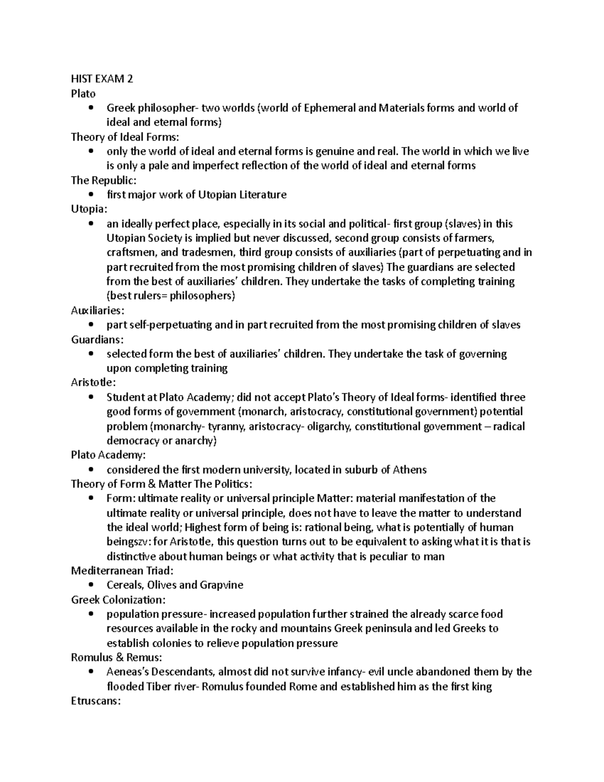 Unit 2 study guide European Civilization - HIST EXAM 2 Plato Greek two ...
